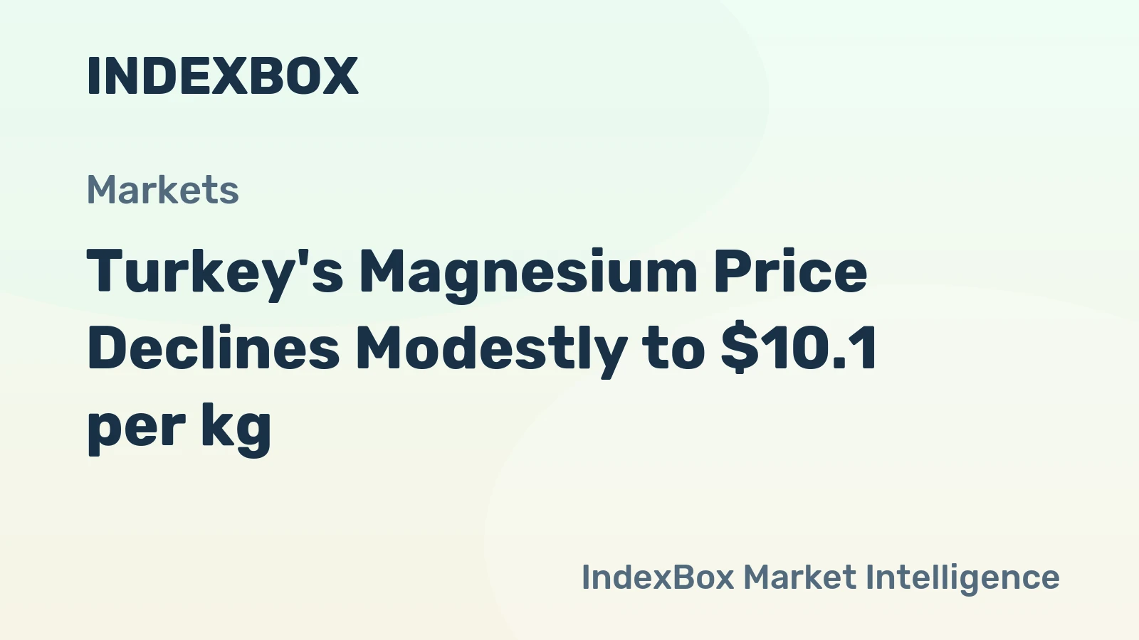 Turkey's Magnesium Price Declines Modestly to $10.1 per kg