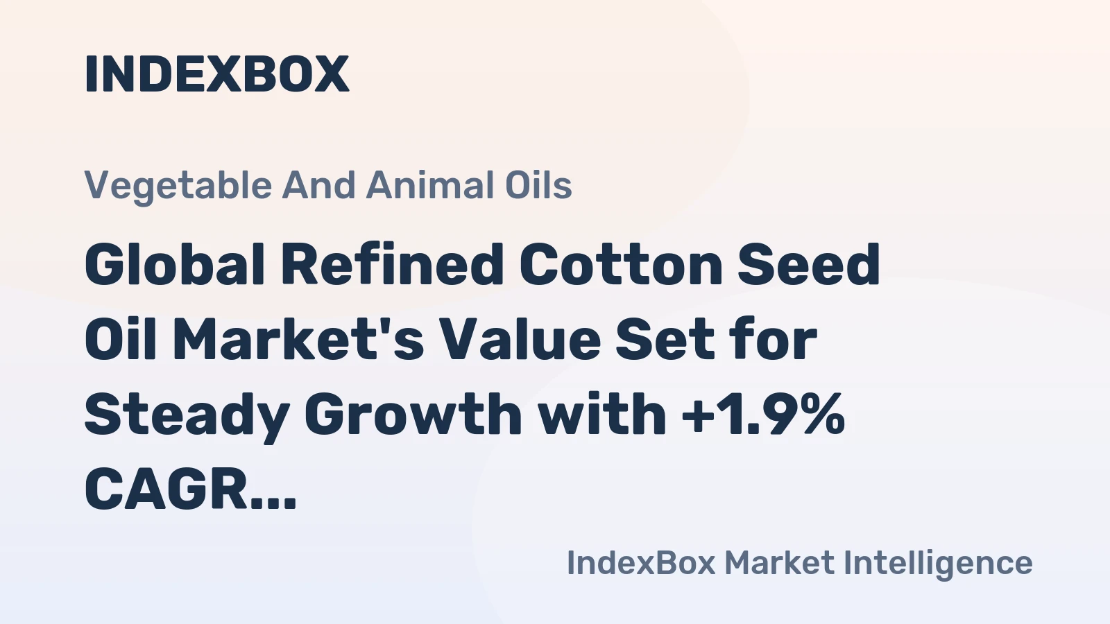 Global Refined Cotton Seed Oil Market's Value Set for Steady Growth with +1.9% CAGR Through 2035
