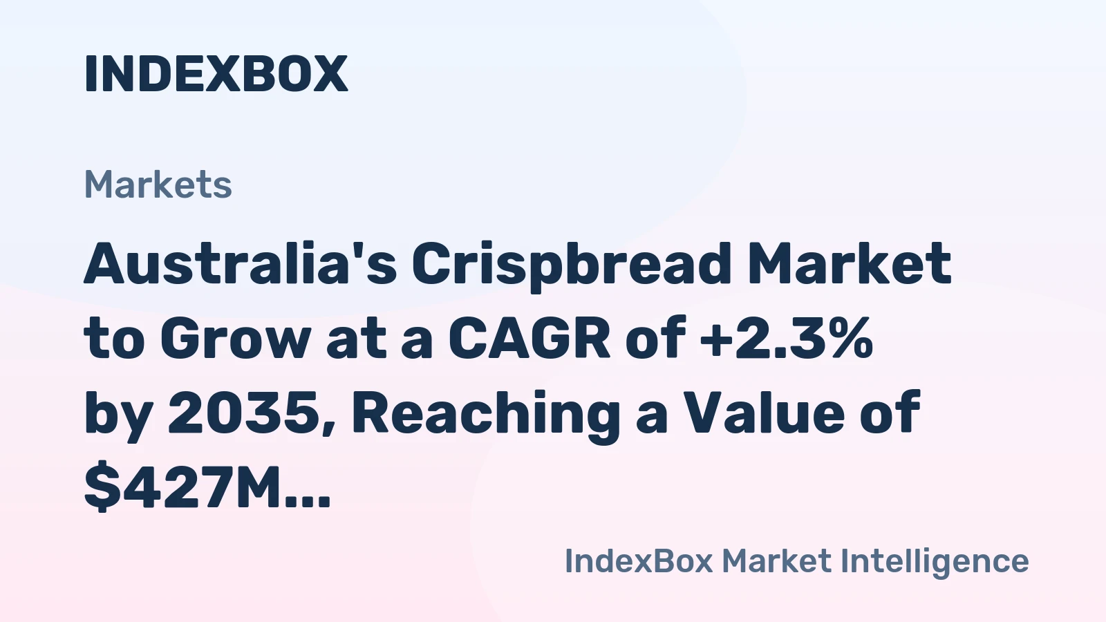 Australia's Crispbread Market to Grow at a CAGR of +2.3% by 2035, Reaching a Value of $427M