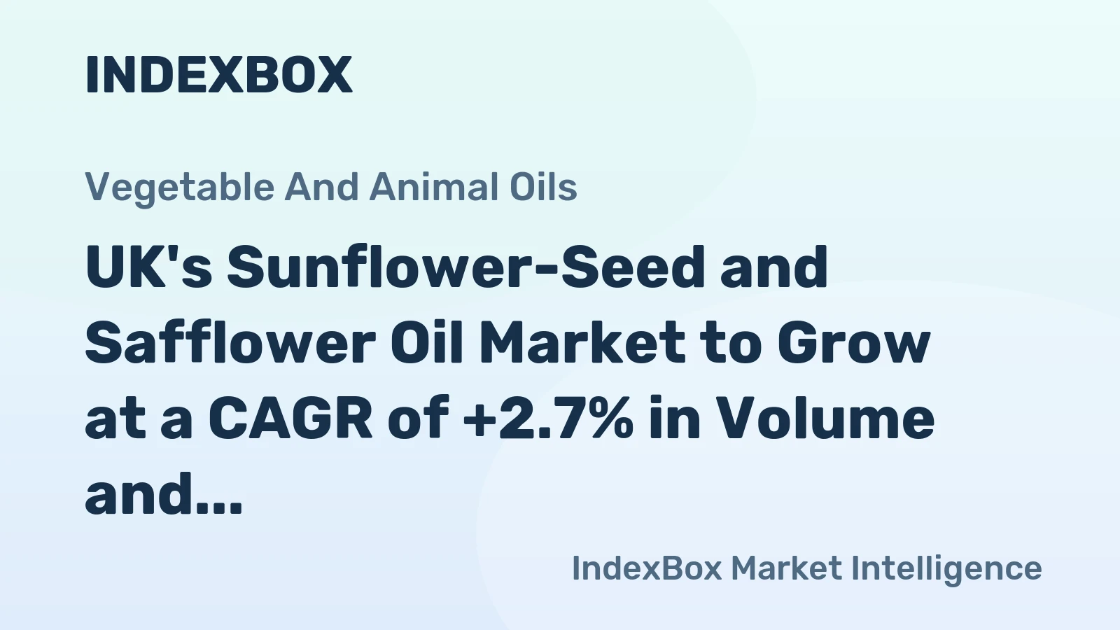 UK's Sunflower-Seed and Safflower Oil Market to Grow at a CAGR of +2.7% in Volume and +4.2% in Value by 2035
