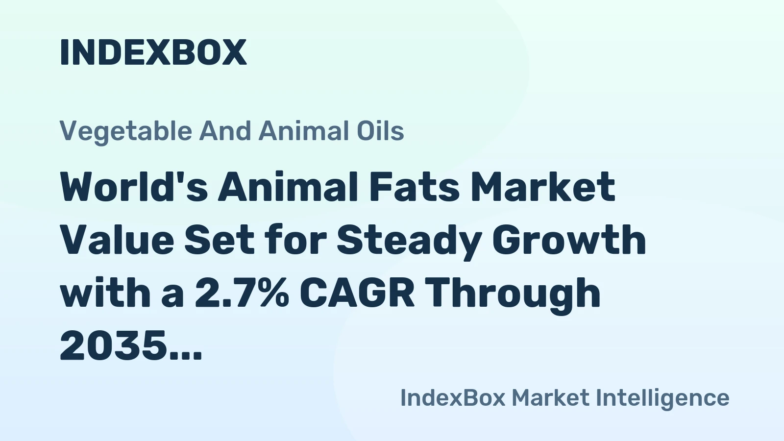 World's Animal Fats Market Value Set for Steady Growth with a 2.7% CAGR Through 2035