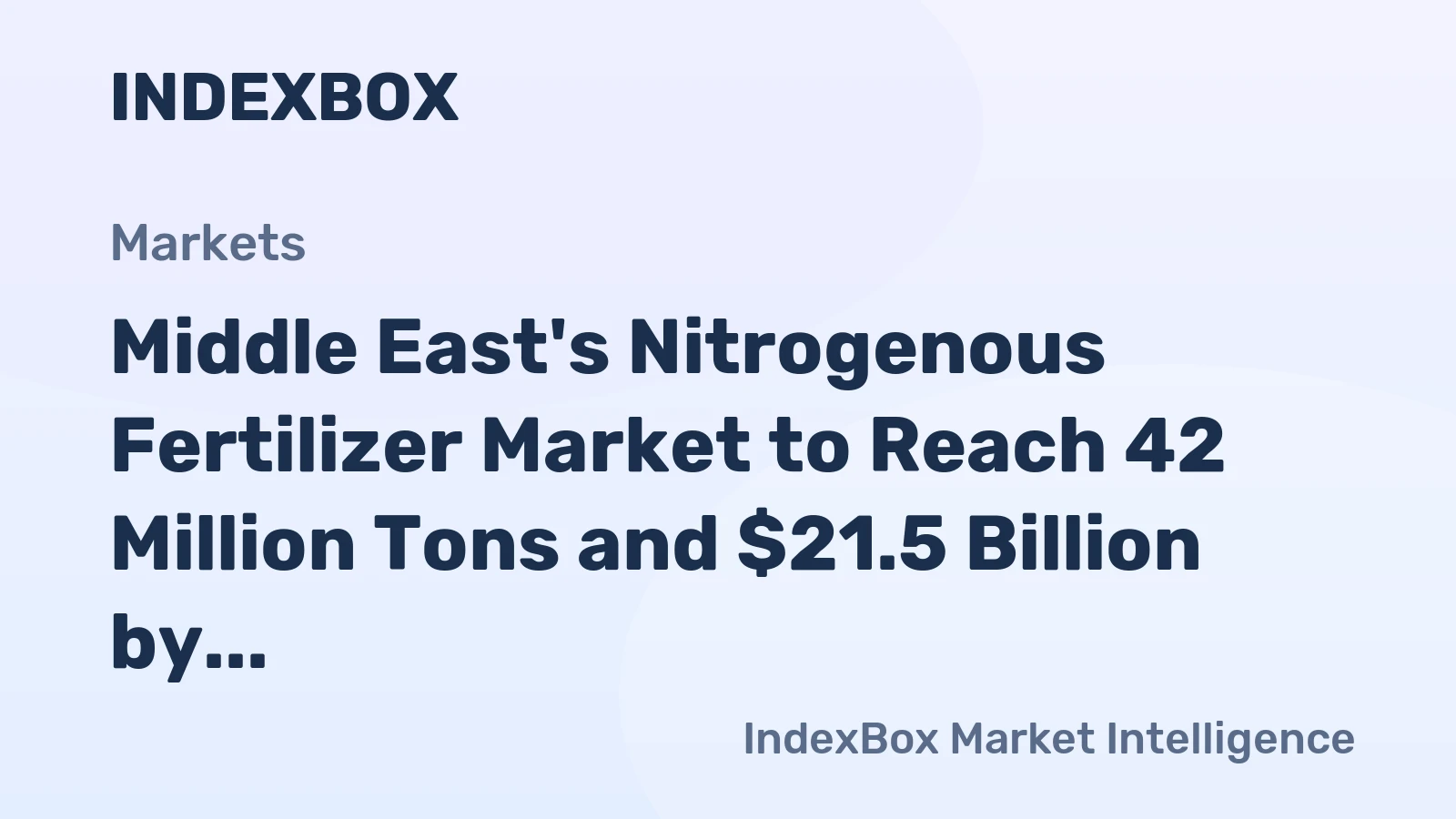 Middle East's Nitrogenous Fertilizer Market to Reach 42 Million Tons and $21.5 Billion by 2035