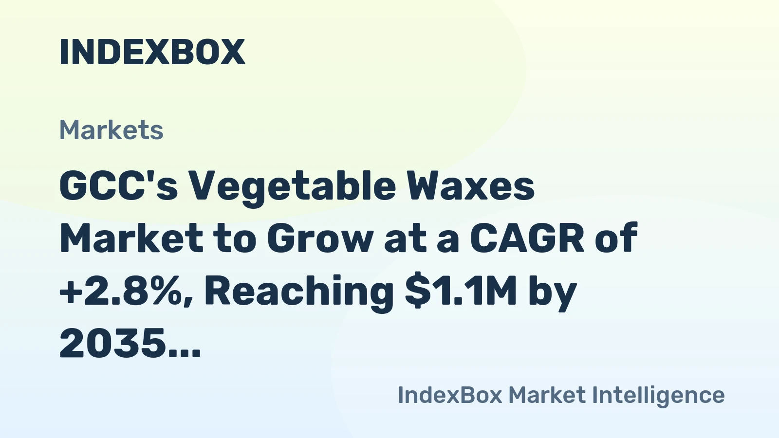 GCC's Vegetable Waxes Market to Grow at a CAGR of +2.8%, Reaching $1.1M by 2035