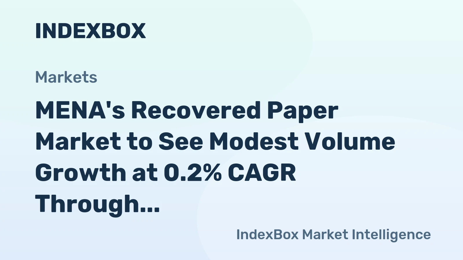 MENA's Recovered Paper Market to See Modest Volume Growth at 0.2% CAGR Through 2035