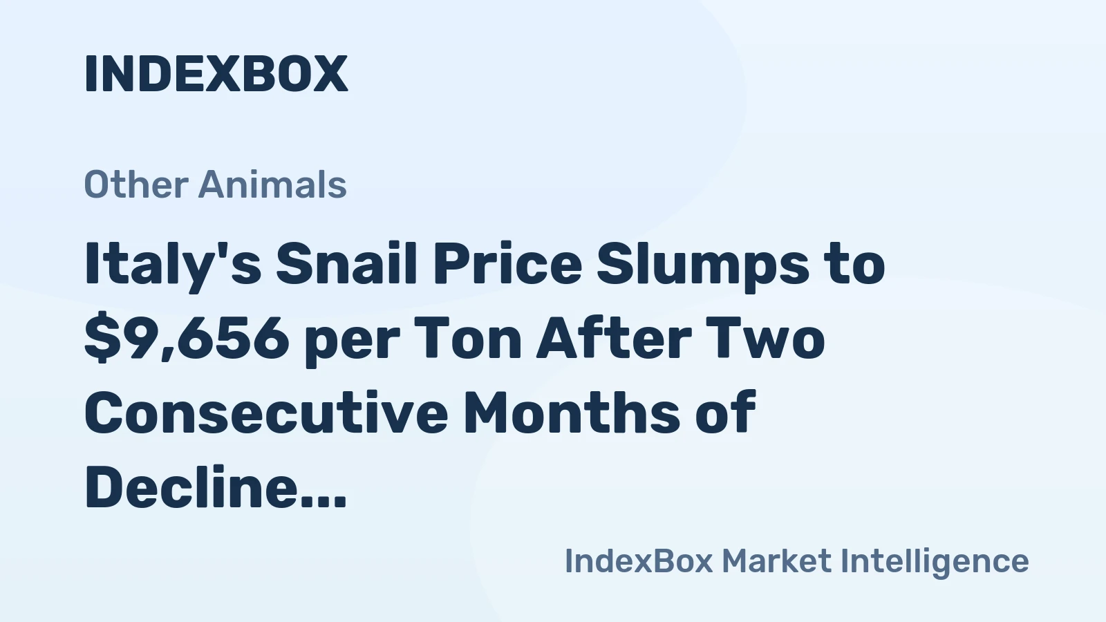 Italy's Snail Price Slumps to $9,656 per Ton After Two Consecutive Months of Decline