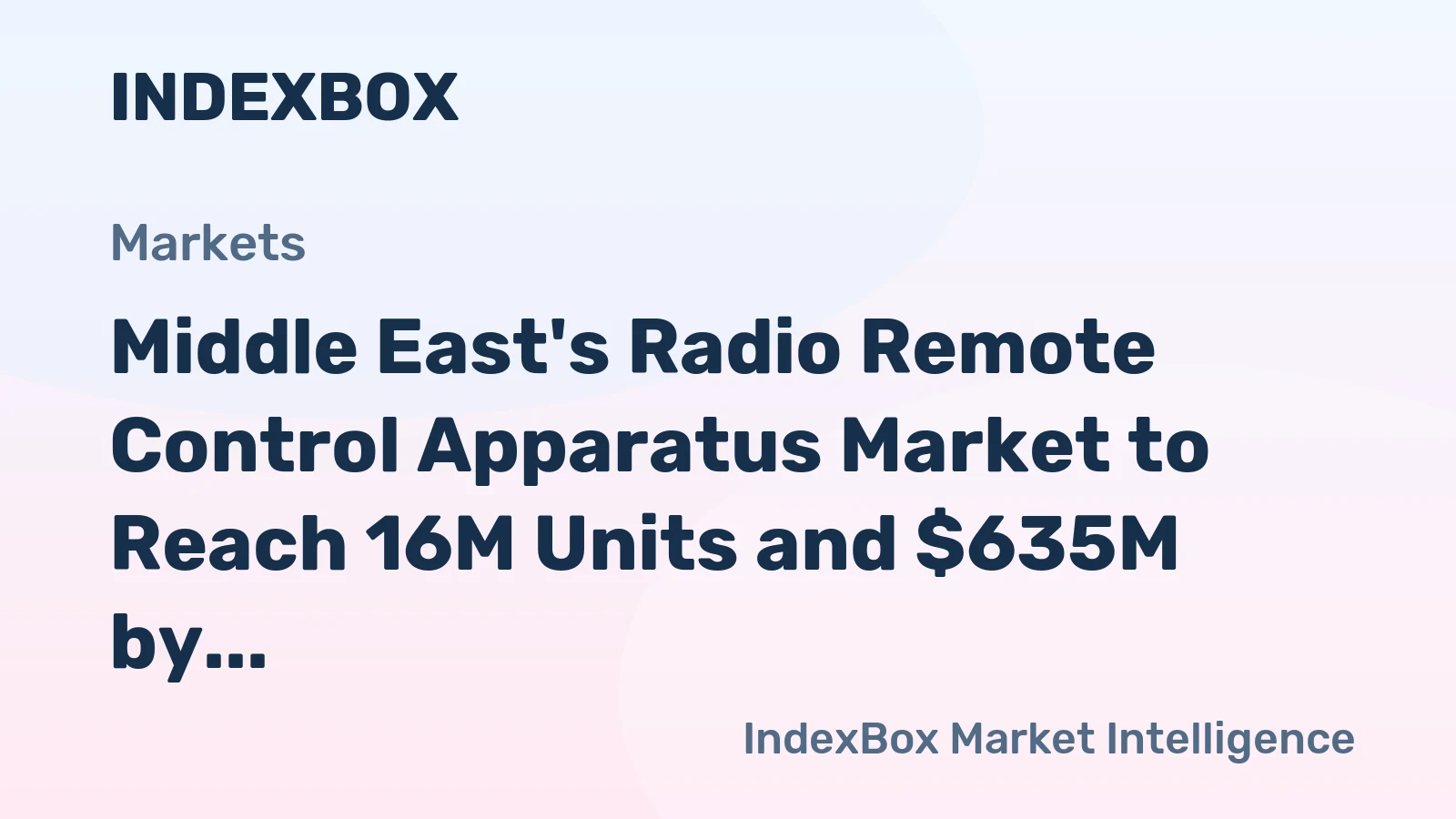 Middle East's Radio Remote Control Apparatus Market to Reach 16M Units and $635M by 2035