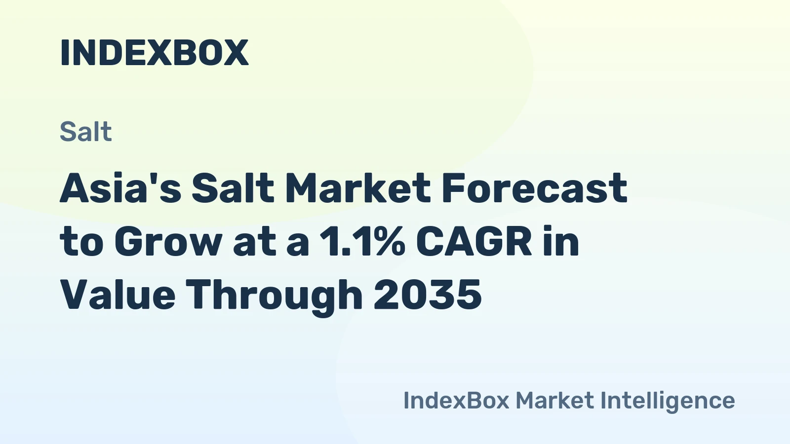 Asia's Salt Market Forecast to Grow at a 1.1% CAGR in Value Through 2035