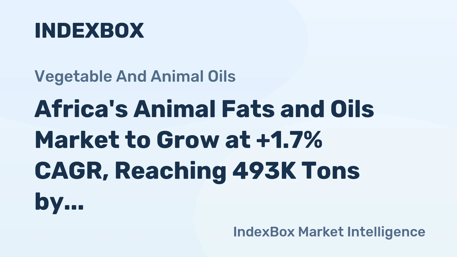 Africa's Animal Fats and Oils Market to Grow at +1.7% CAGR, Reaching 493K Tons by 2035