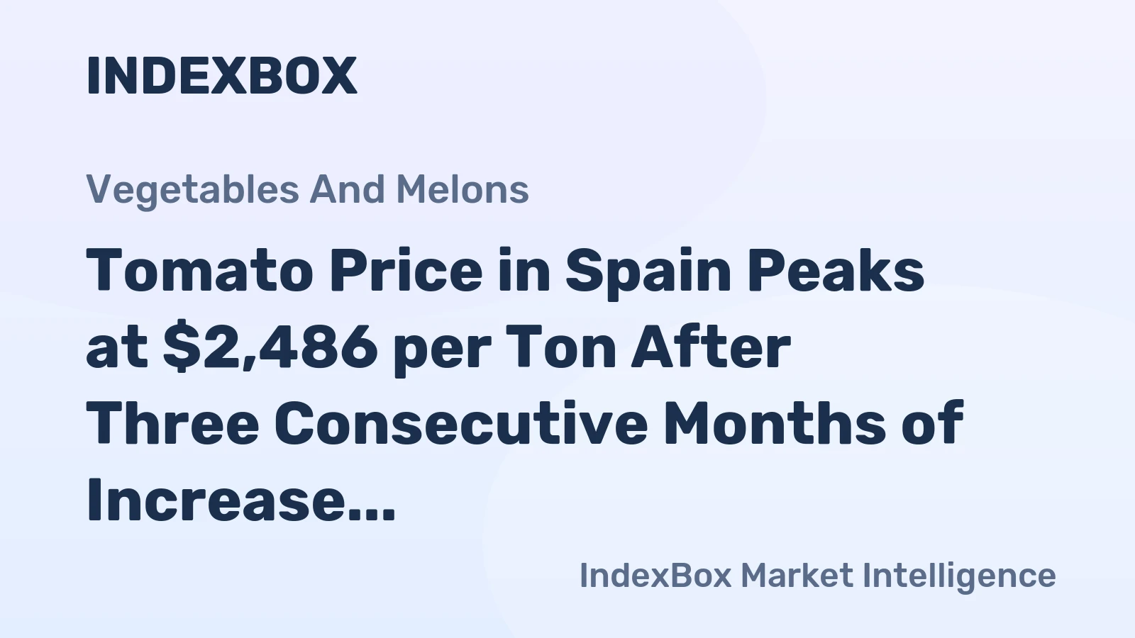 Tomato Price in Spain Peaks at $2,486 per Ton After Three Consecutive Months of Increase