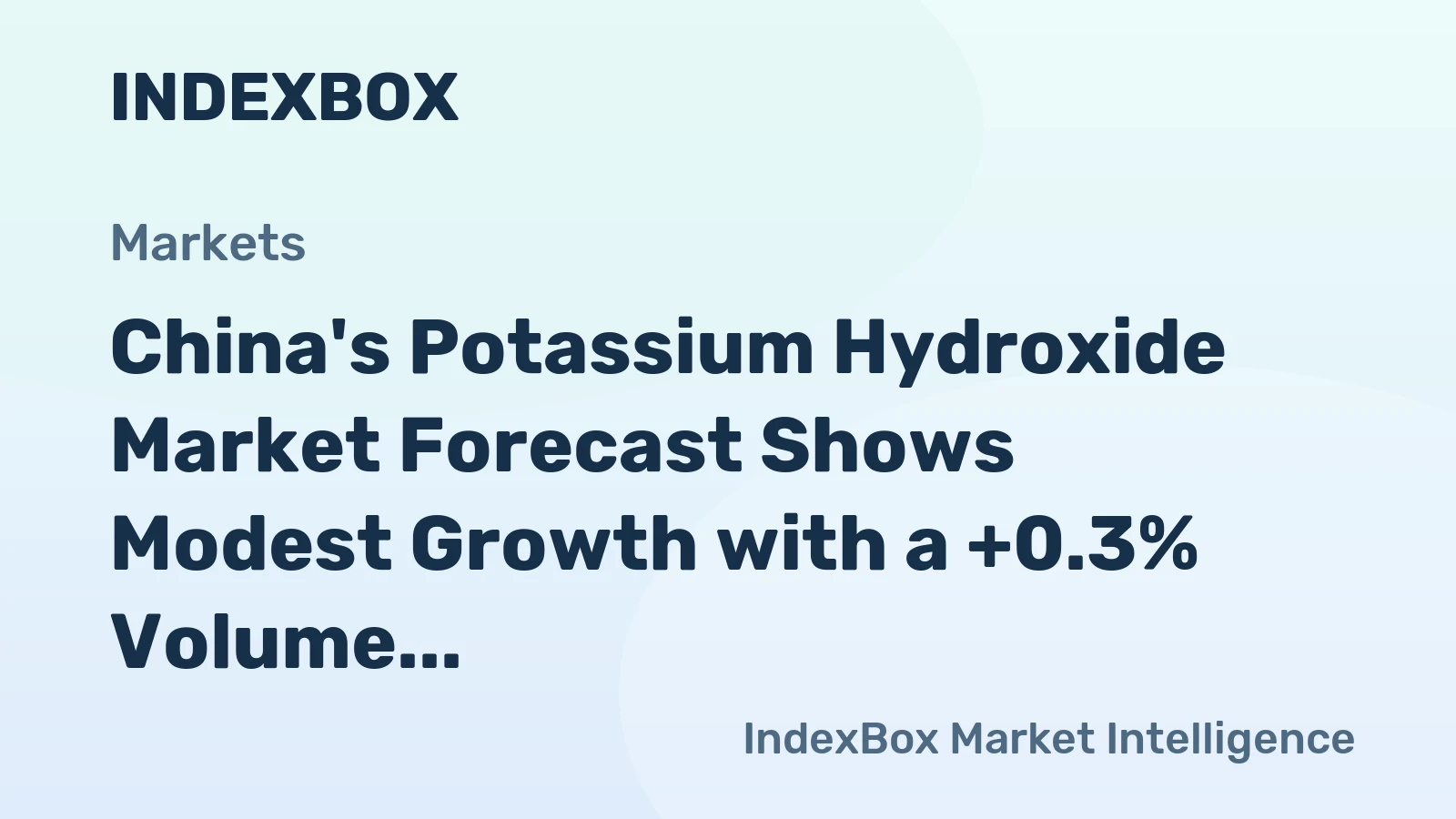 China's Potassium Hydroxide Market Forecast Shows Modest Growth with a +0.3% Volume CAGR