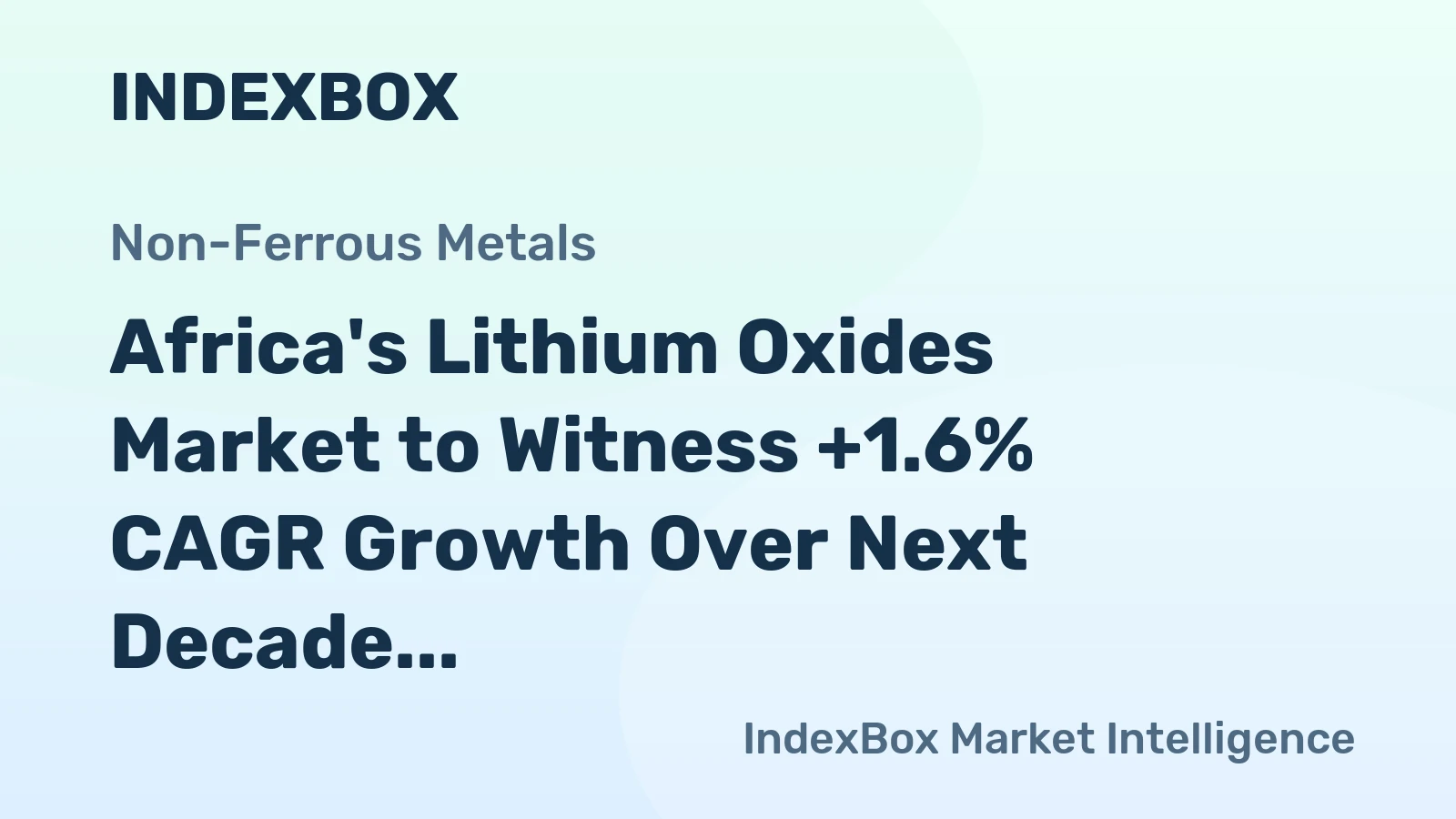 Africa's Lithium Oxides Market to Witness +1.6% CAGR Growth Over Next Decade