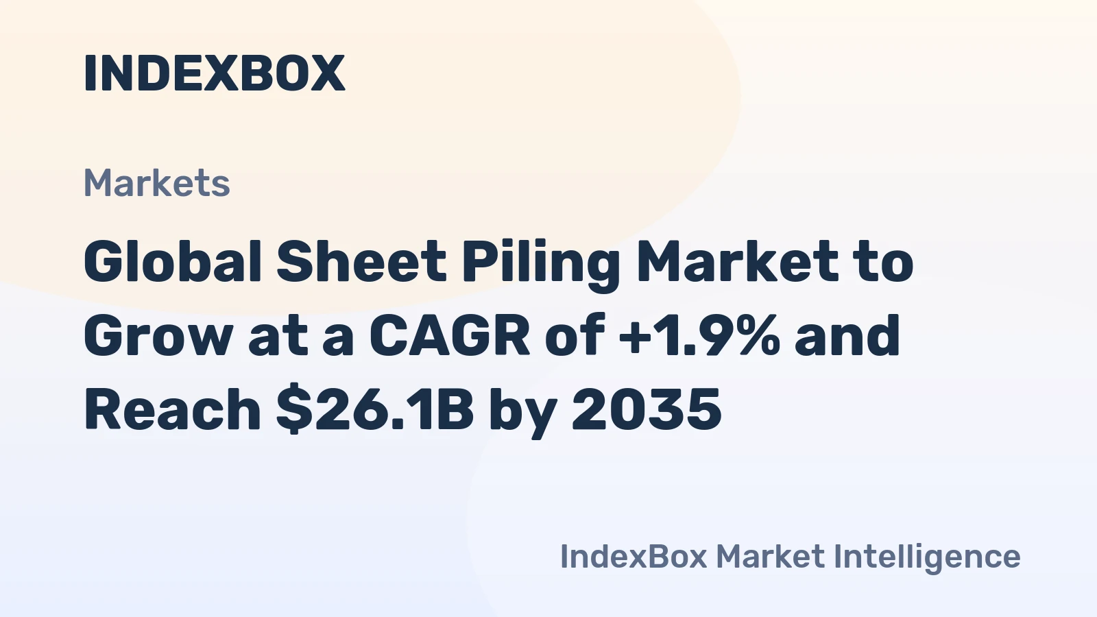Global Sheet Piling Market to Grow at a CAGR of +1.9% and Reach $26.1B by 2035