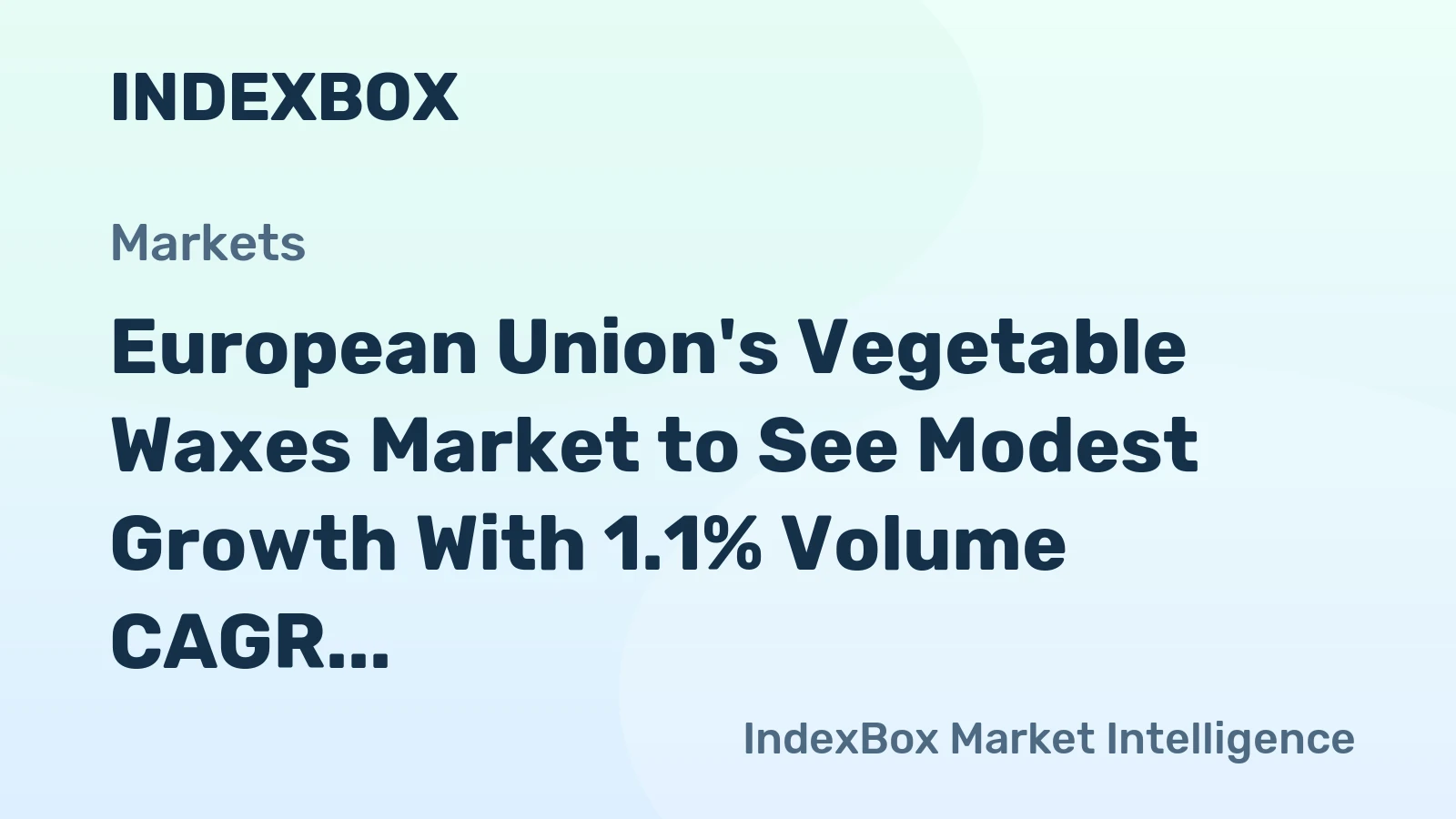 European Union's Vegetable Waxes Market to See Modest Growth With 1.1% Volume CAGR