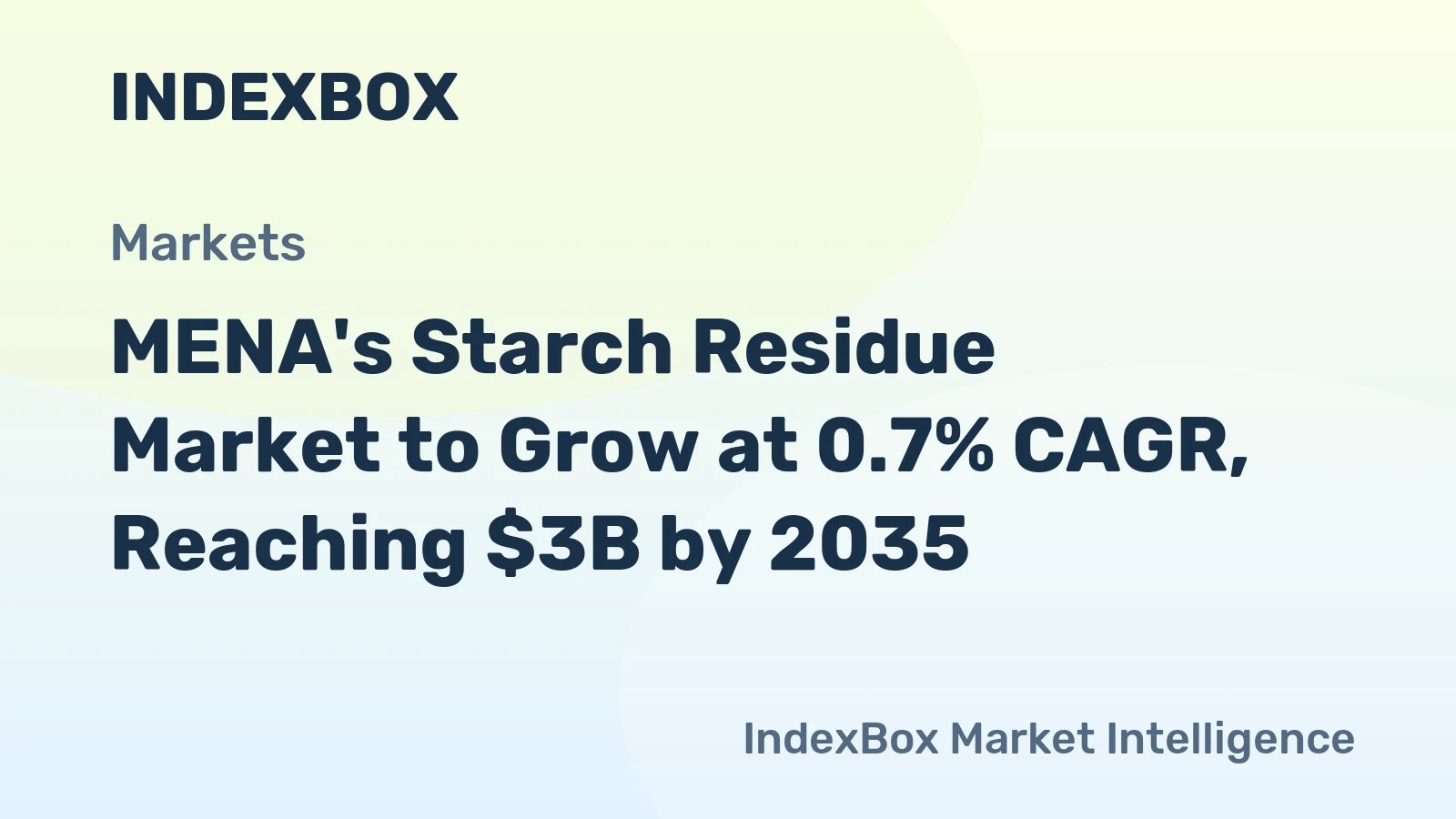 MENA's Starch Residue Market to Grow at 0.7% CAGR, Reaching $3B by 2035