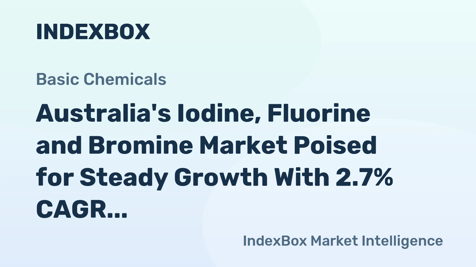 Australia's Iodine, Fluorine and Bromine Market Poised for Steady Growth With 2.7% CAGR Through 2035