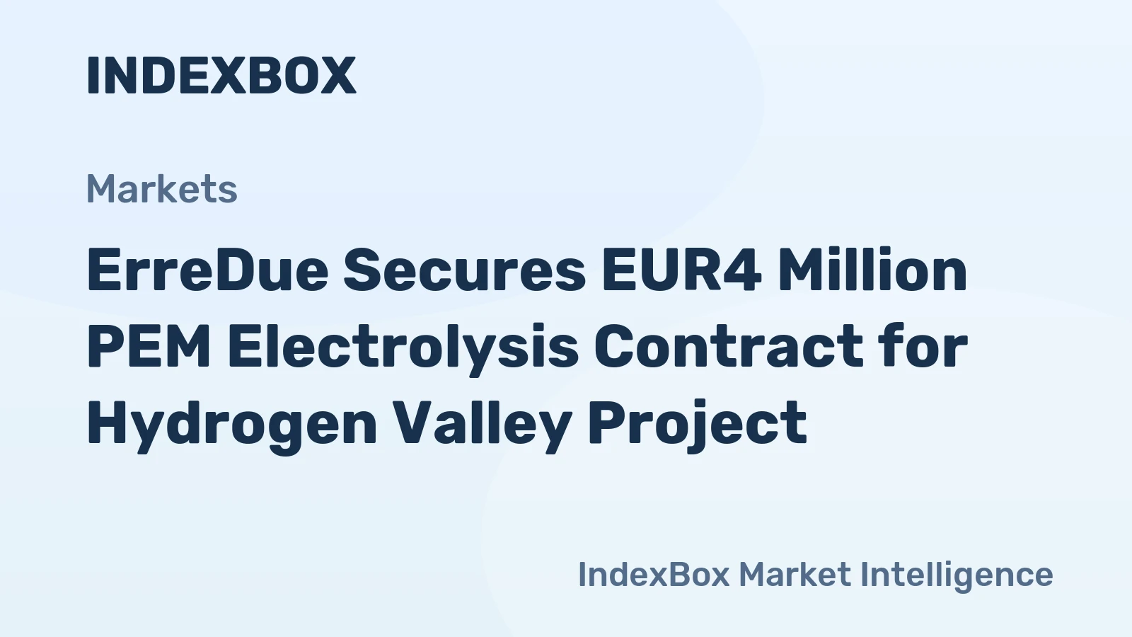 ErreDue Secures EUR4 Million PEM Electrolysis Contract for Hydrogen Valley Project