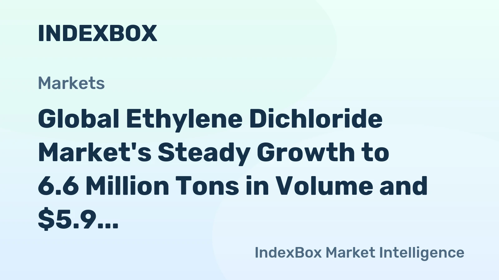 Global Ethylene Dichloride Market's Steady Growth to 6.6 Million Tons in Volume and $5.9 Billion in Value