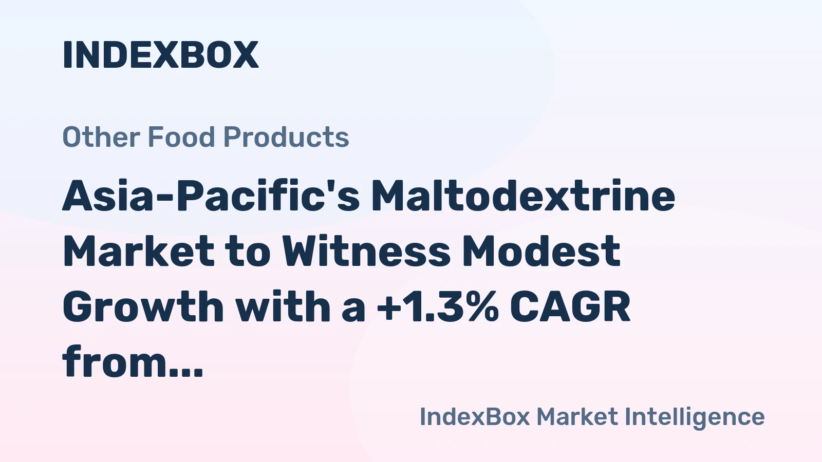 Asia-Pacific's Maltodextrine Market to Witness Modest Growth with a +1.3% CAGR from 2024 to 2035