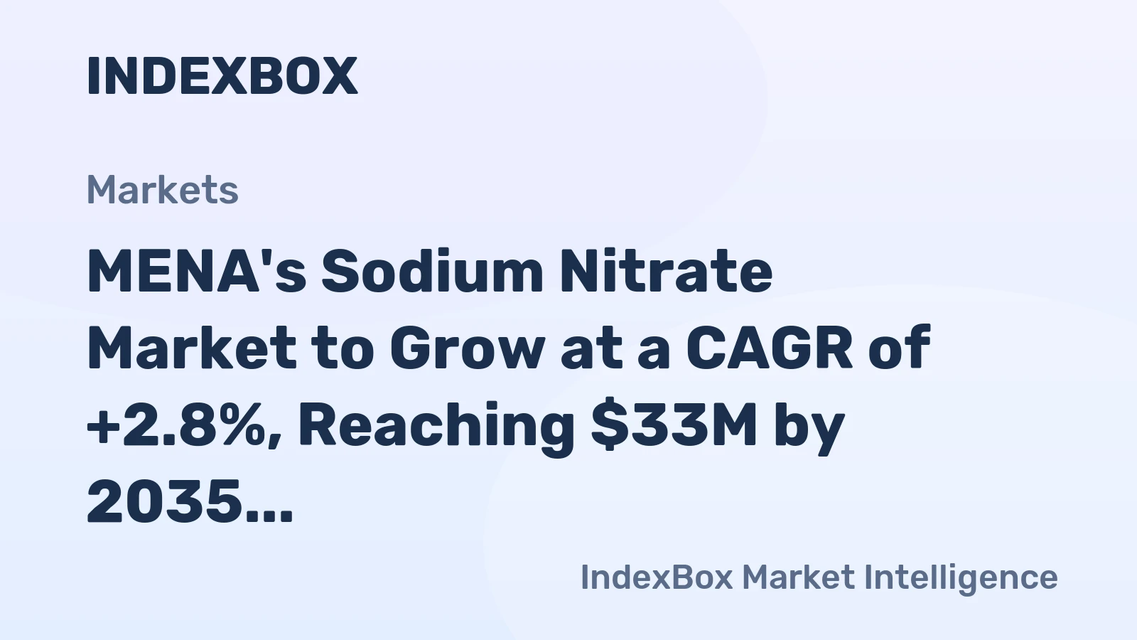 MENA's Sodium Nitrate Market to Grow at a CAGR of +2.8%, Reaching $33M by 2035