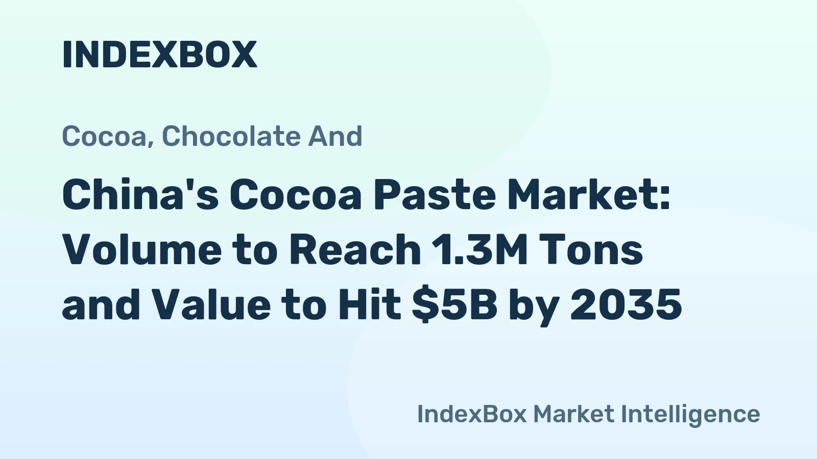 China's Cocoa Paste Market: Volume to Reach 1.3M Tons and Value to Hit $5B by 2035