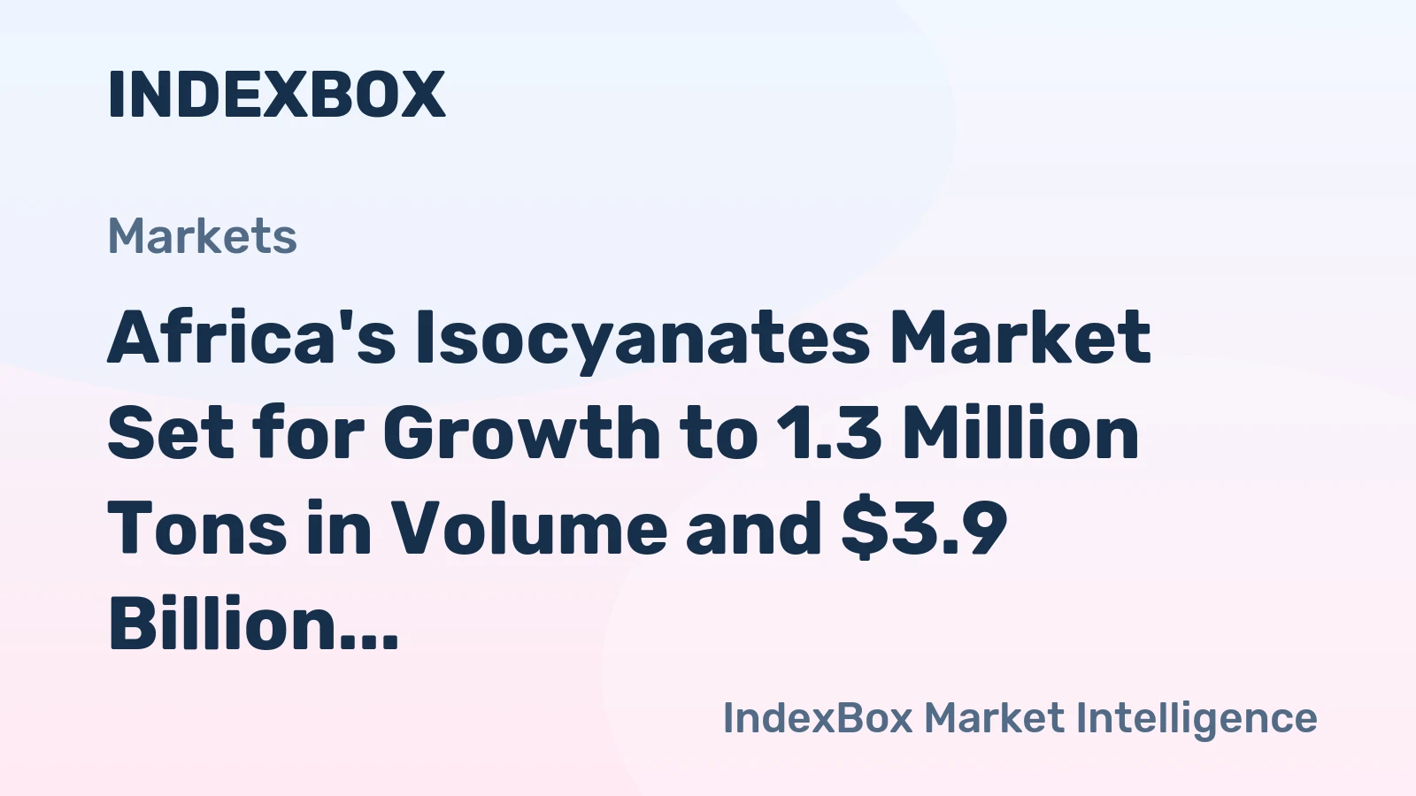 Africa's Isocyanates Market Set for Growth to 1.3 Million Tons in Volume and $3.9 Billion in Value by 2035