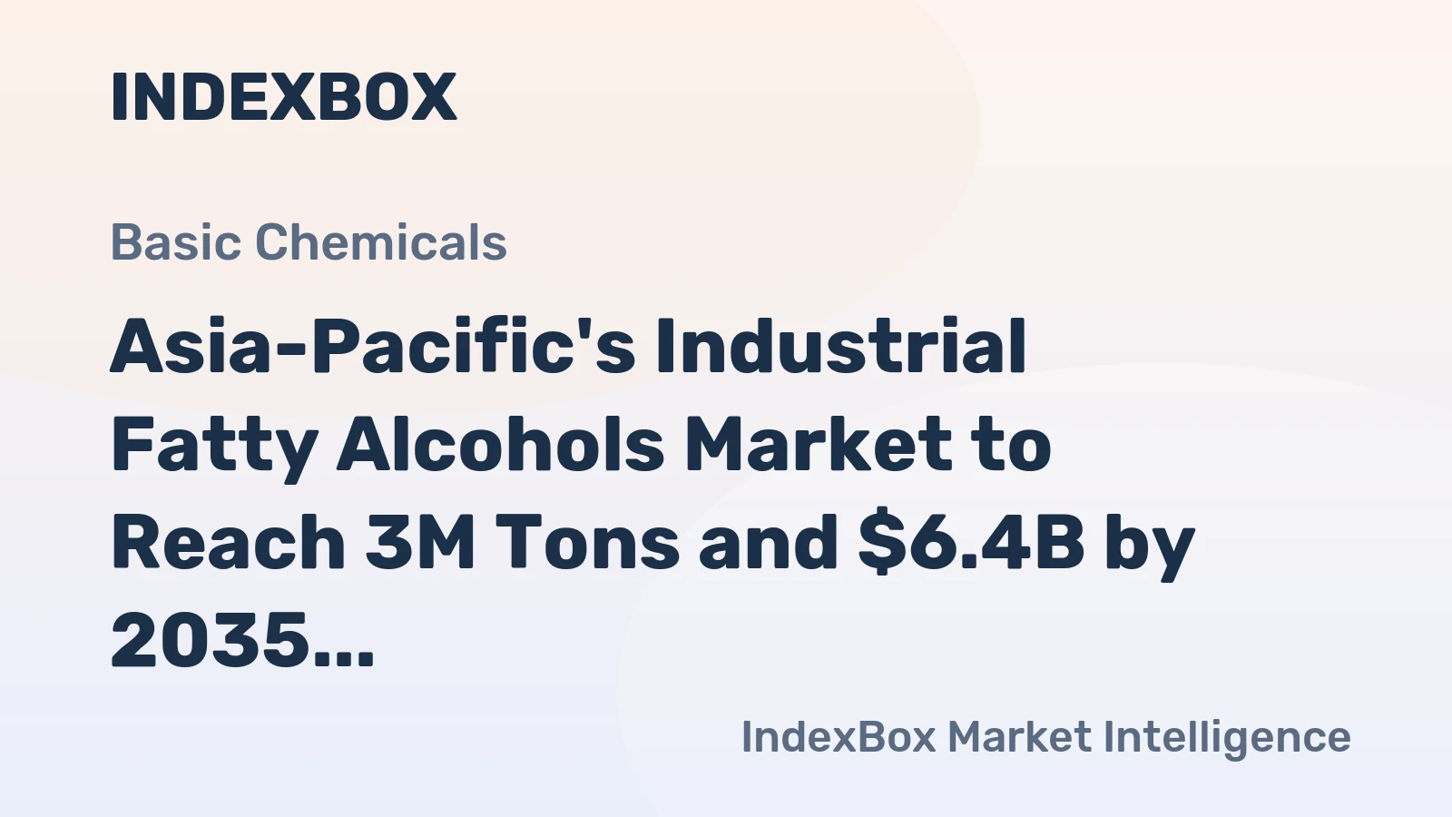 Asia-Pacific's Industrial Fatty Alcohols Market to Reach 3M Tons and $6.4B by 2035