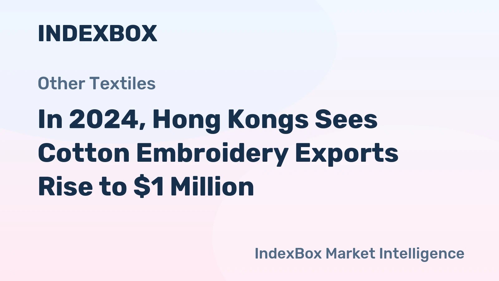 In 2024, Hong Kongs Sees Cotton Embroidery Exports Rise to $1 Million