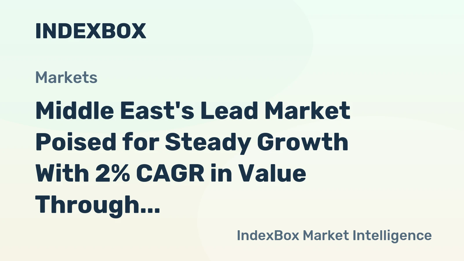Middle East's Lead Market Poised for Steady Growth With 2% CAGR in Value Through 2035