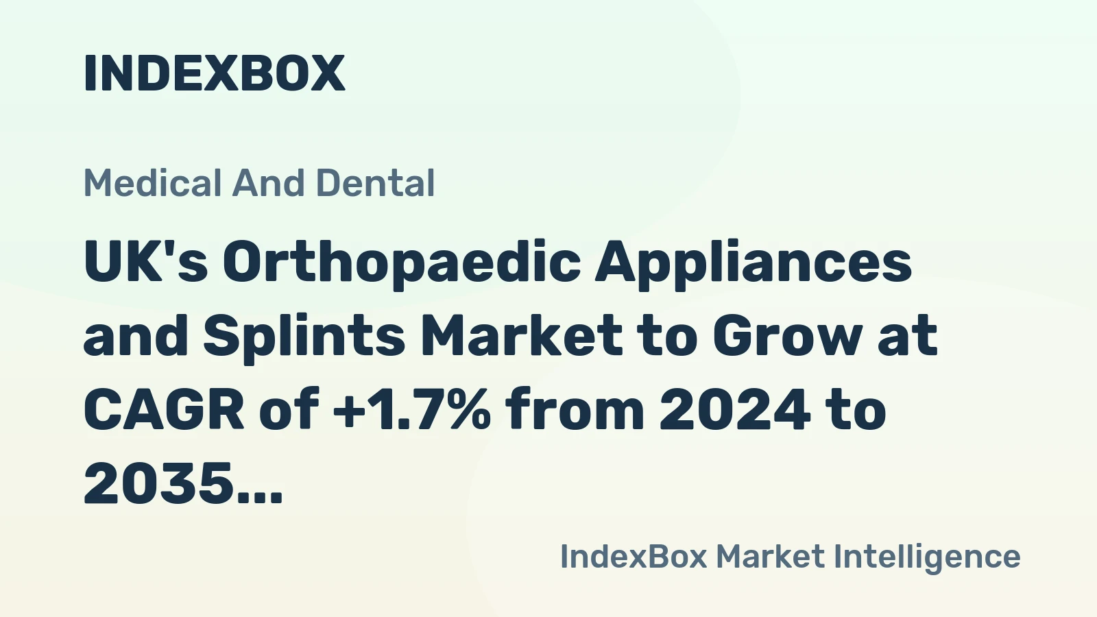 UK's Orthopaedic Appliances and Splints Market to Grow at CAGR of +1.7% from 2024 to 2035, Reaching $827M