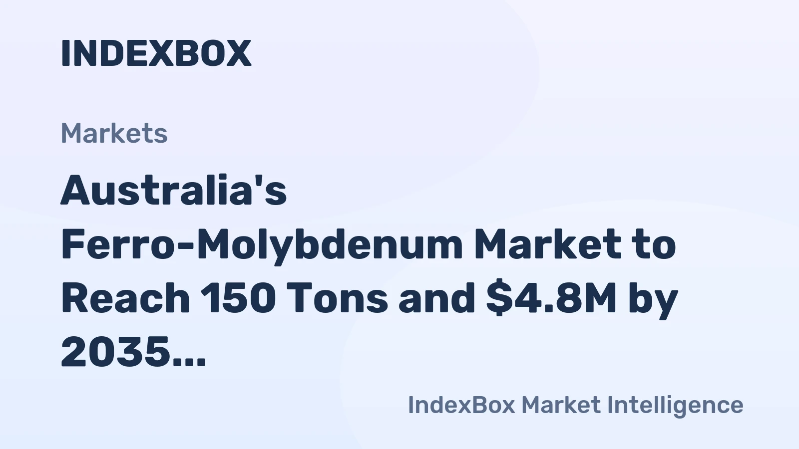 Australia's Ferro-Molybdenum Market to Reach 150 Tons and $4.8M by 2035 Amid Slowing Growth