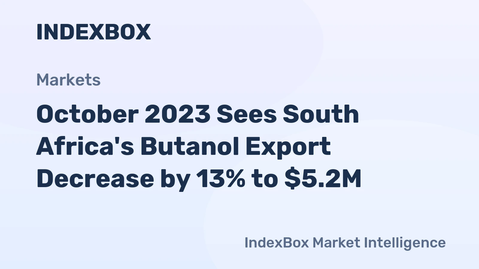 October 2023 Sees South Africa's Butanol Export Decrease by 13% to $5.2M