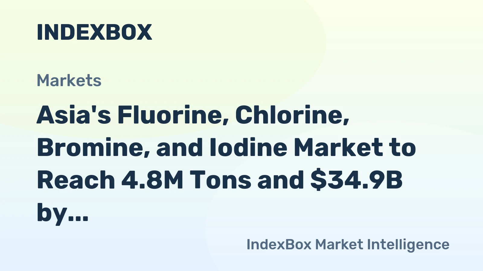Asia's Fluorine, Chlorine, Bromine, and Iodine Market to Reach 4.8M Tons and $34.9B by 2035