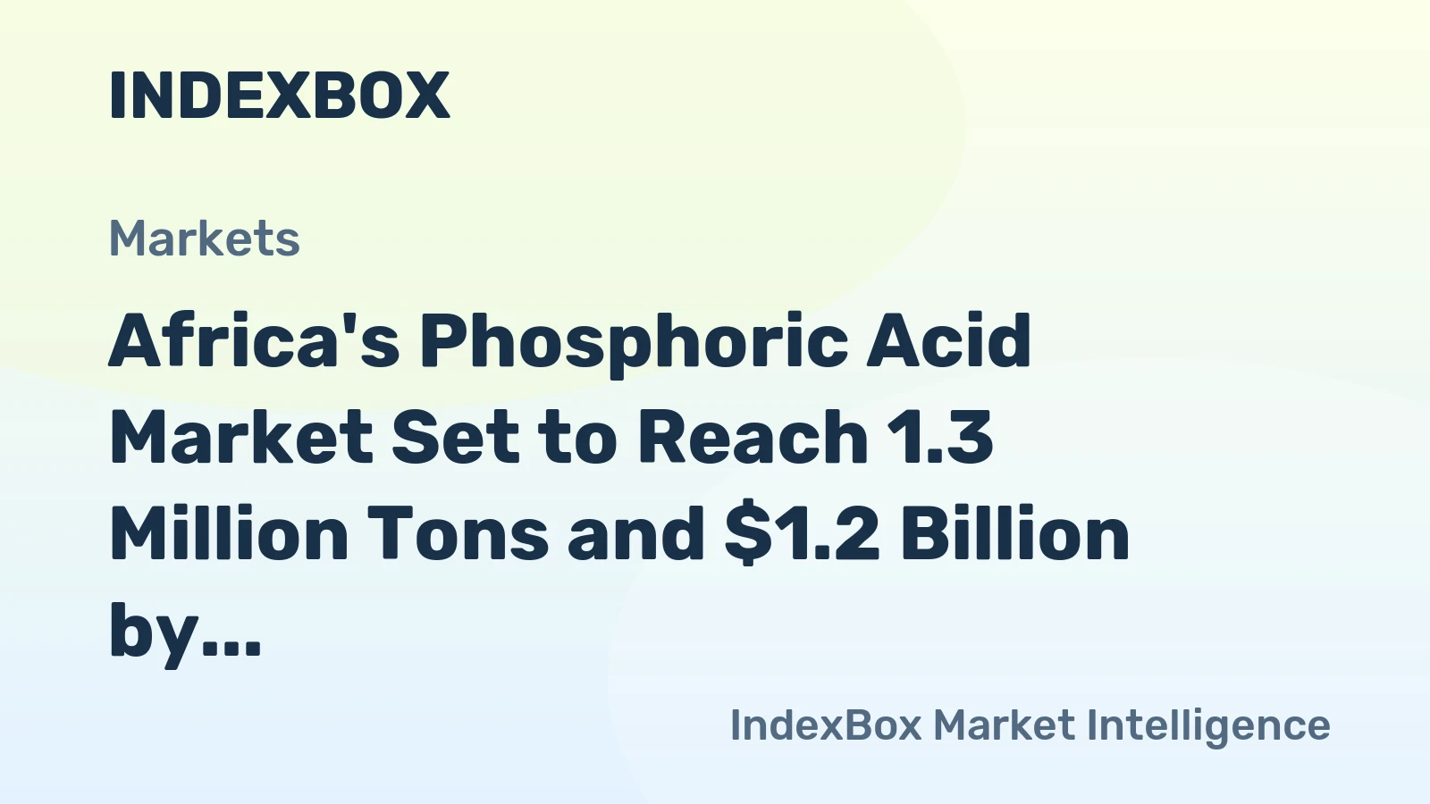 Africa's Phosphoric Acid Market Set to Reach 1.3 Million Tons and $1.2 Billion by 2035