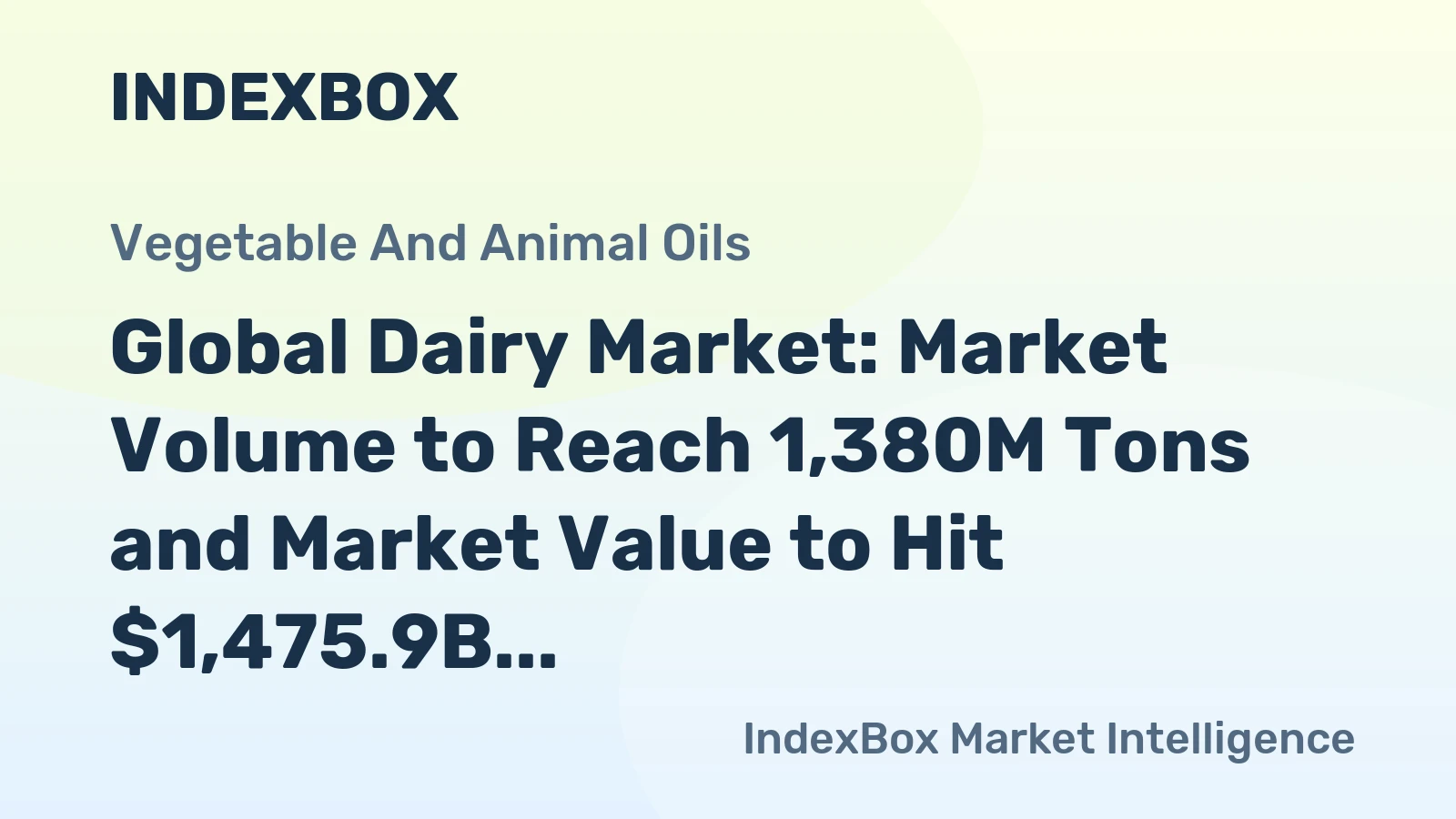 Global Dairy Market: Market Volume to Reach 1,380M Tons and Market Value to Hit $1,475.9B by 2035