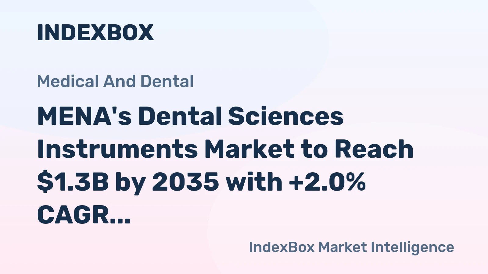 MENA's Dental Sciences Instruments Market to Reach $1.3B by 2035 with +2.0% CAGR