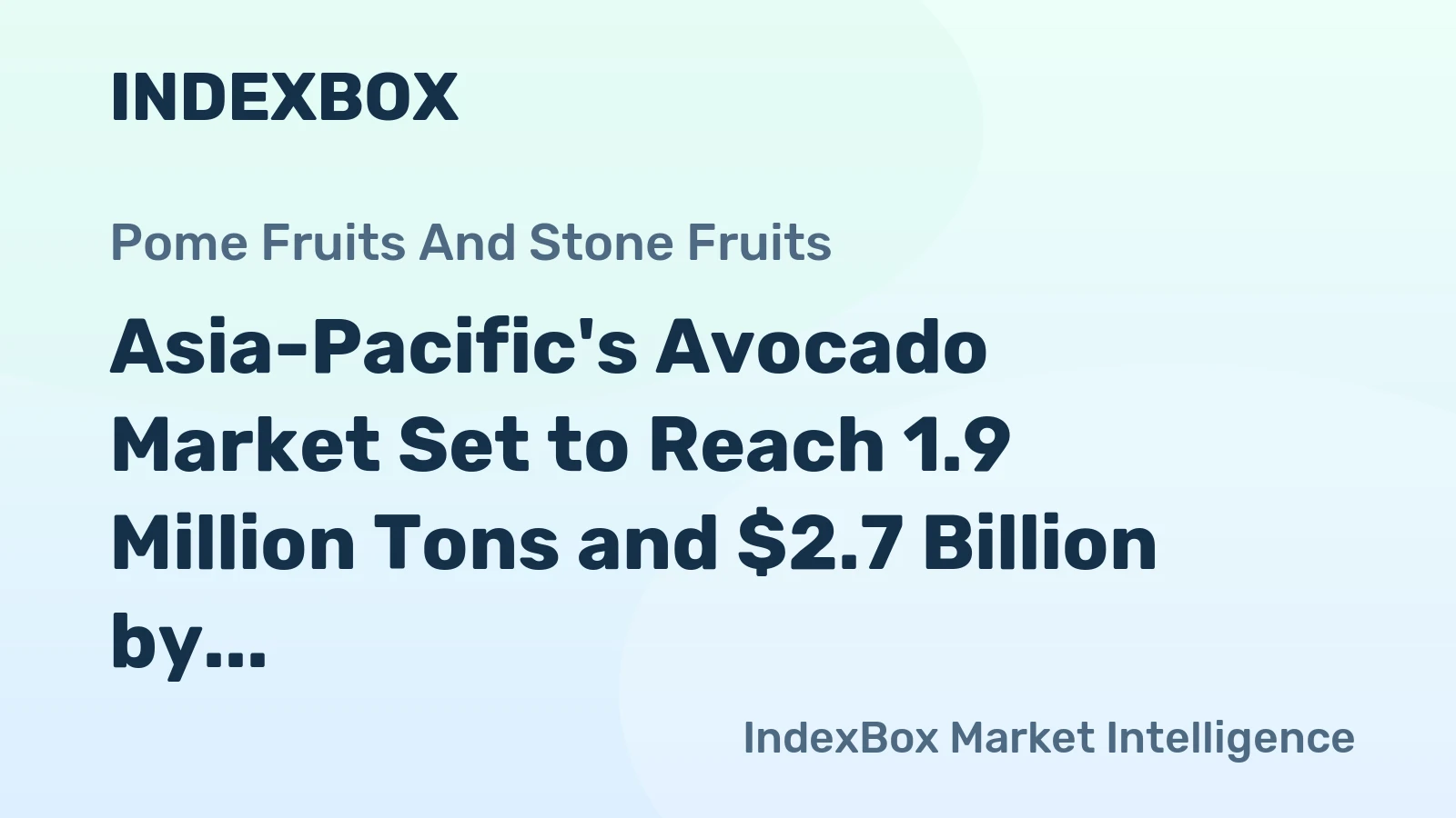 Asia-Pacific's Avocado Market Set to Reach 1.9 Million Tons and $2.7 Billion by 2035