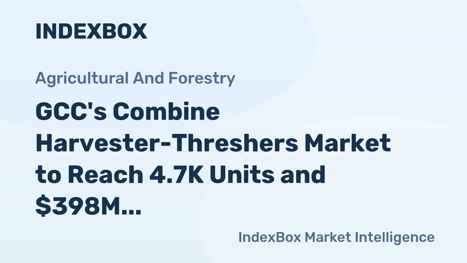 GCC's Combine Harvester-Threshers Market to Reach 4.7K Units and $398M by 2035, with 1.4% and 2.7% CAGR, Respectively
