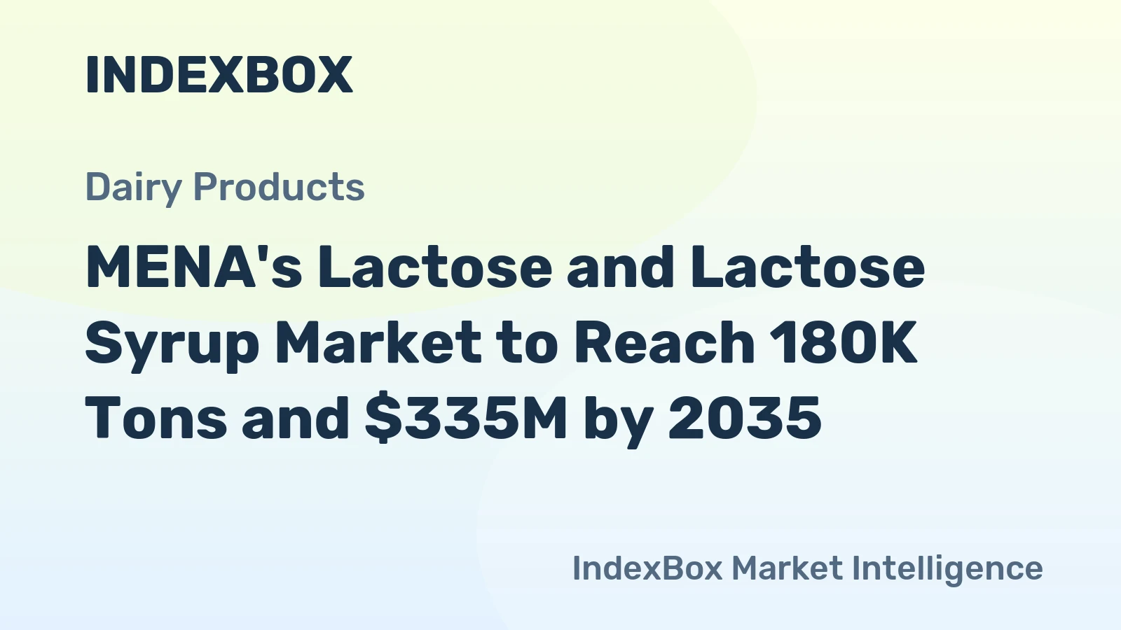 MENA's Lactose and Lactose Syrup Market to Reach 180K Tons and $335M by 2035