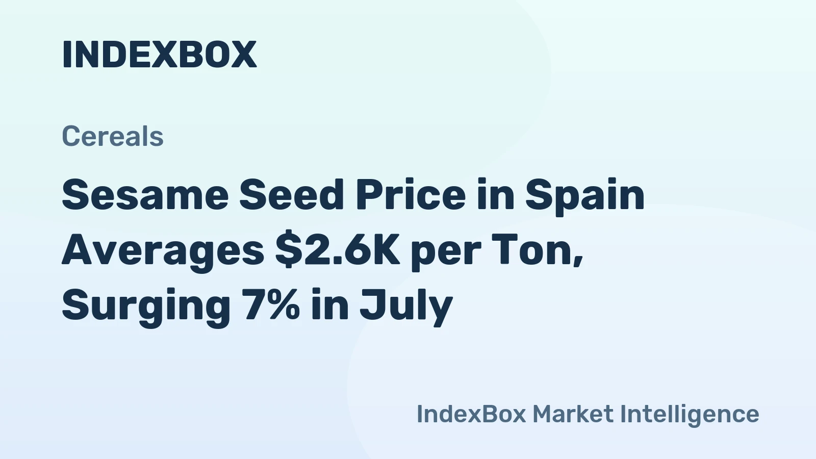 Sesame Seed Price in Spain Averages $2.6K per Ton, Surging 7% in July