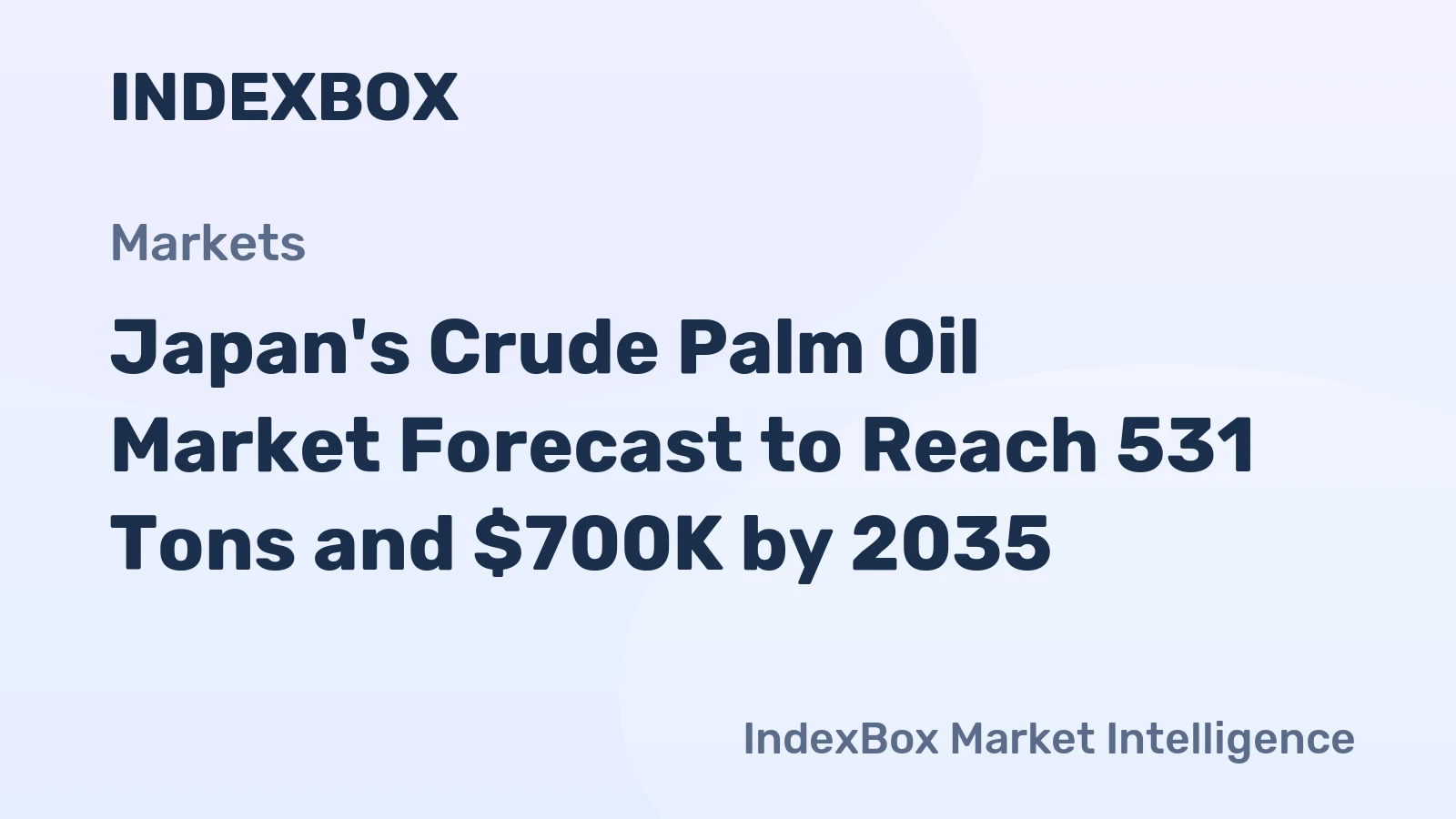Japan's Crude Palm Oil Market Forecast to Reach 531 Tons and $700K by 2035