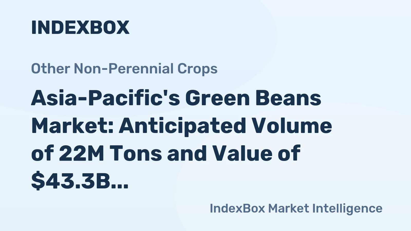 Asia-Pacific's Green Beans Market: Anticipated Volume of 22M Tons and Value of $43.3B by 2035