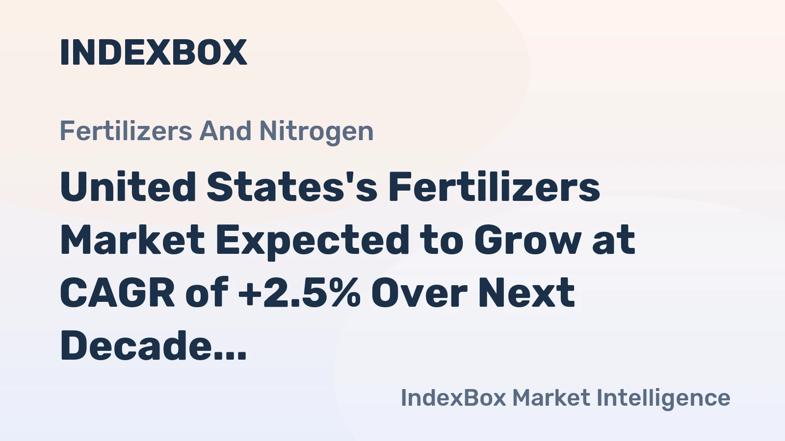 United States's Fertilizers Market Expected to Grow at CAGR of +2.5% Over Next Decade, Reaching $34.4B by 2035