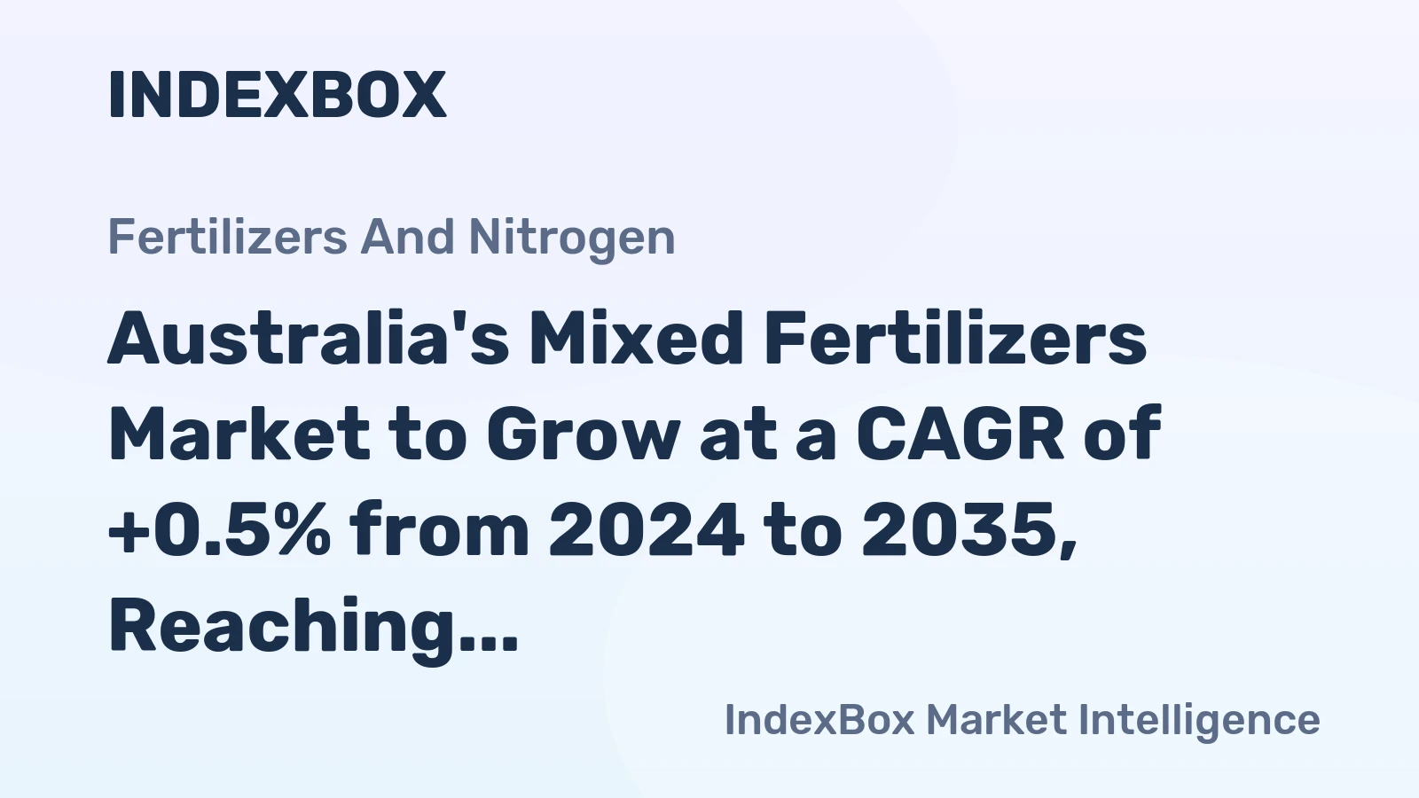 Australia's Mixed Fertilizers Market to Grow at a CAGR of +0.5% from 2024 to 2035, Reaching 3.3M tons