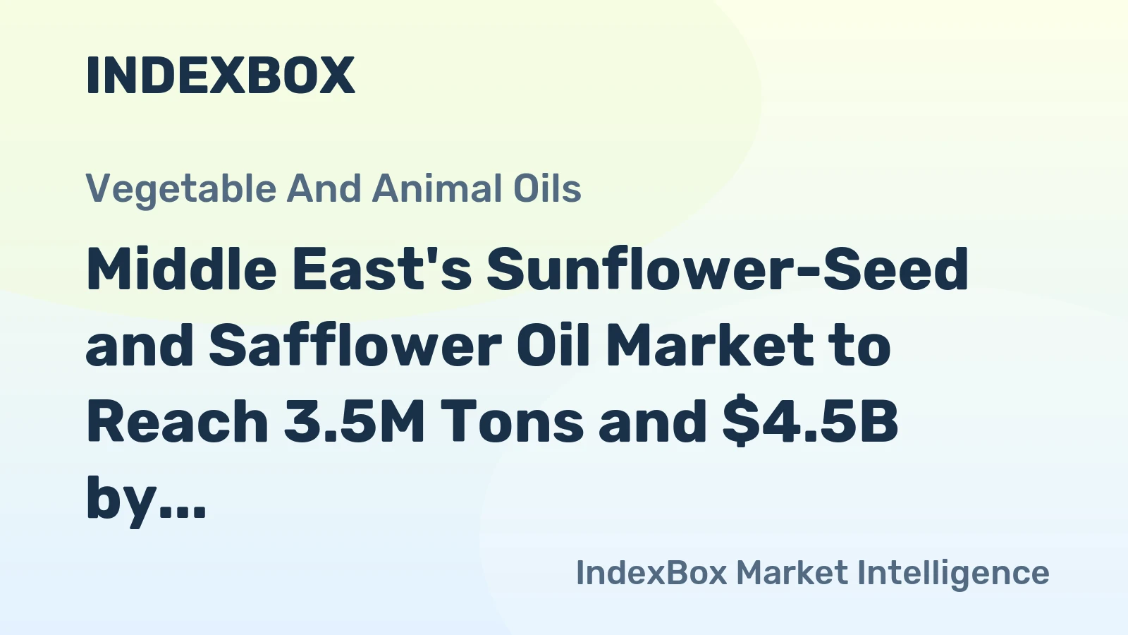 Middle East's Sunflower-Seed and Safflower Oil Market to Reach 3.5M Tons and $4.5B by 2035, Driven by Increasing Demand