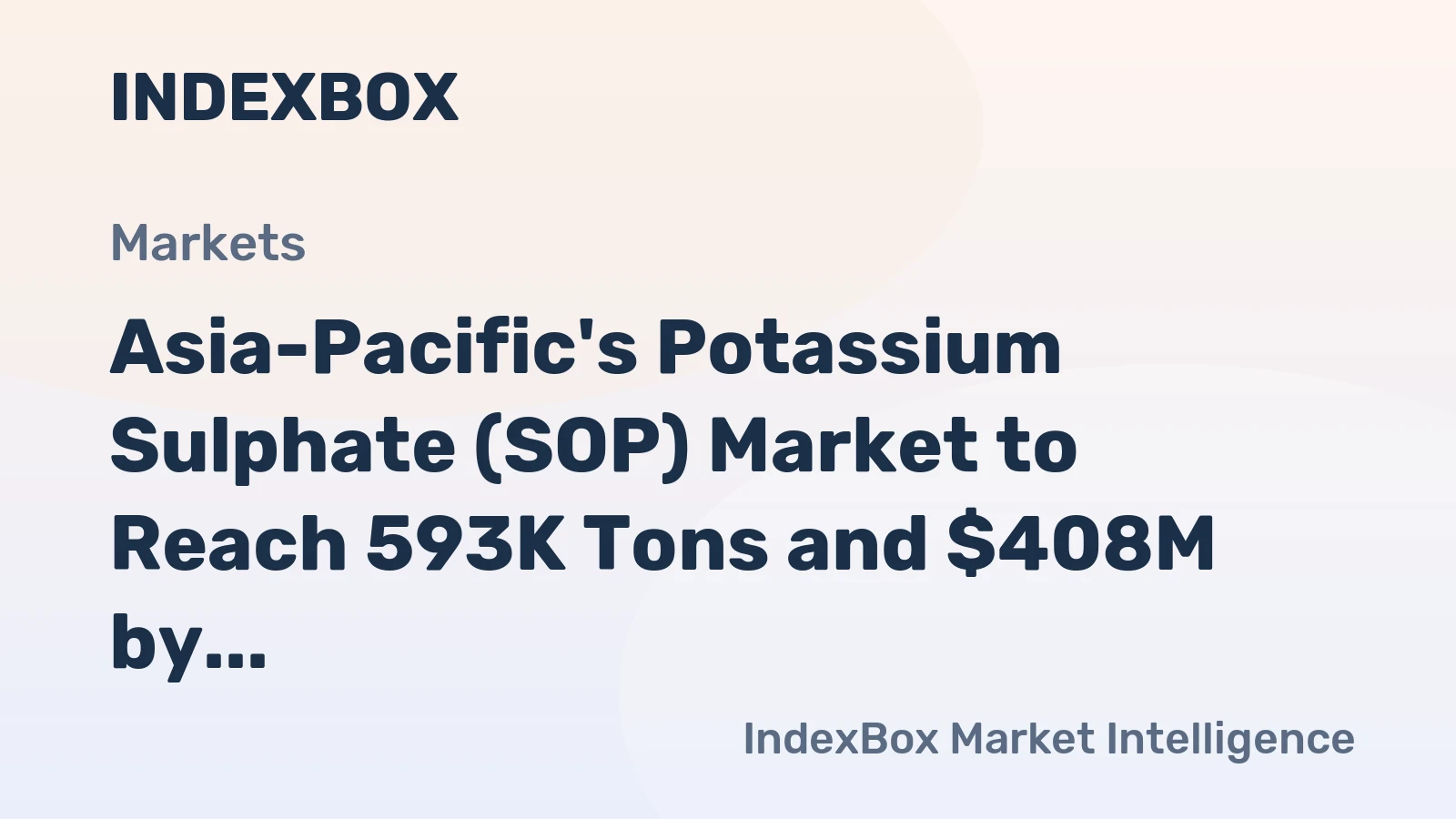 Asia-Pacific's Potassium Sulphate (SOP) Market to Reach 593K Tons and $408M by 2035, Driven by Rising Demand