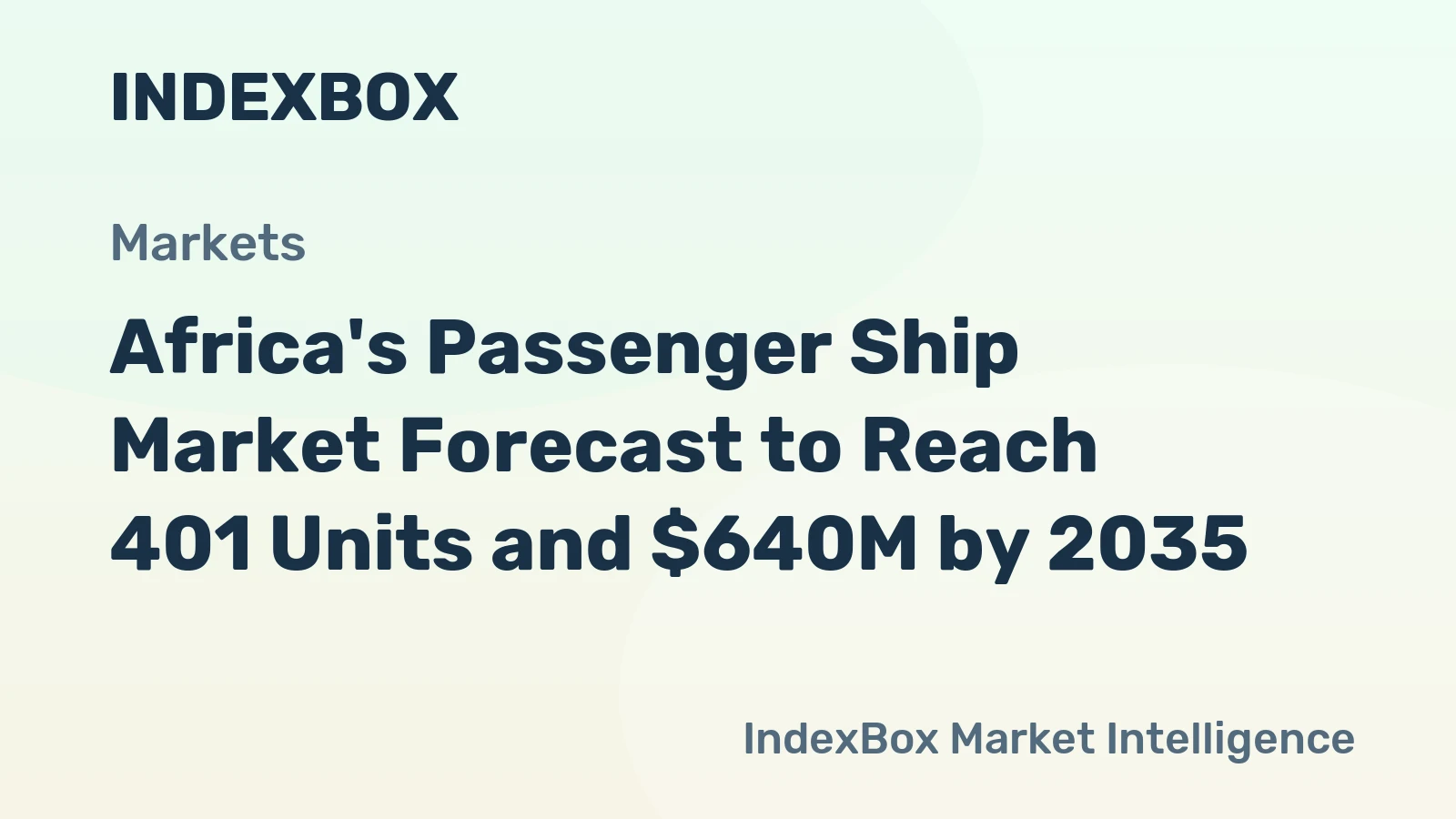 Africa's Passenger Ship Market Forecast to Reach 401 Units and $640M by 2035