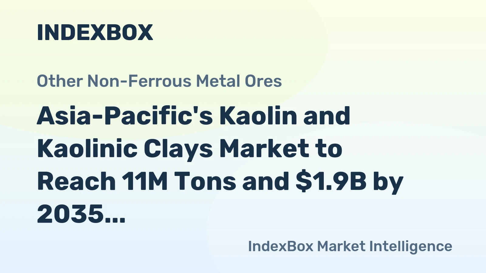 Asia-Pacific's Kaolin and Kaolinic Clays Market to Reach 11M Tons and $1.9B by 2035