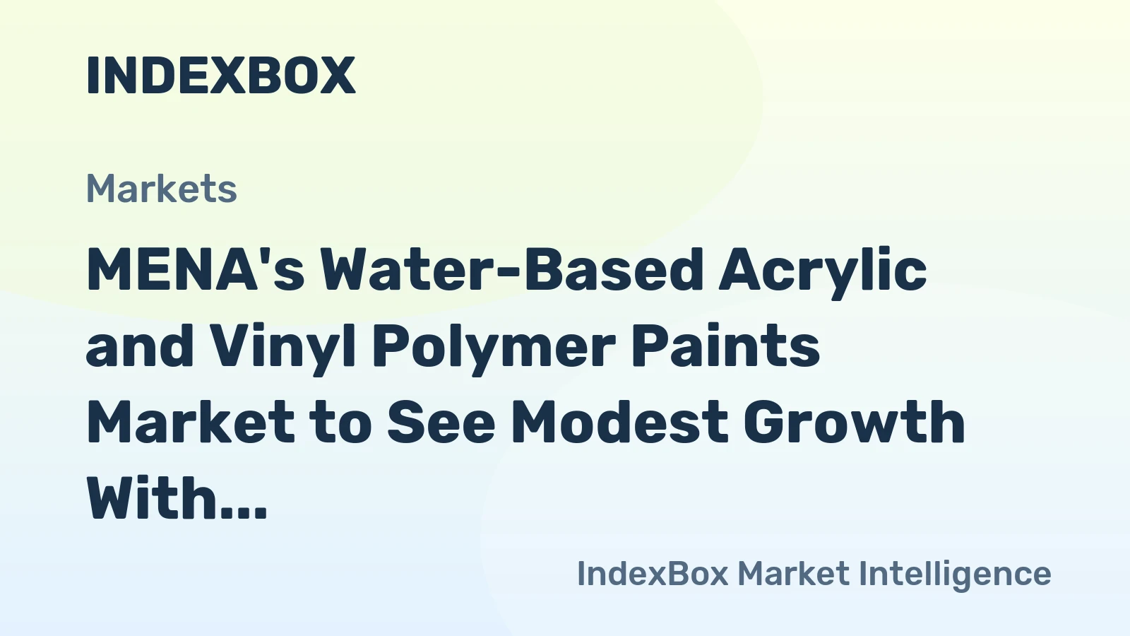 MENA's Water-Based Acrylic and Vinyl Polymer Paints Market to See Modest Growth With a 0.6% Volume CAGR