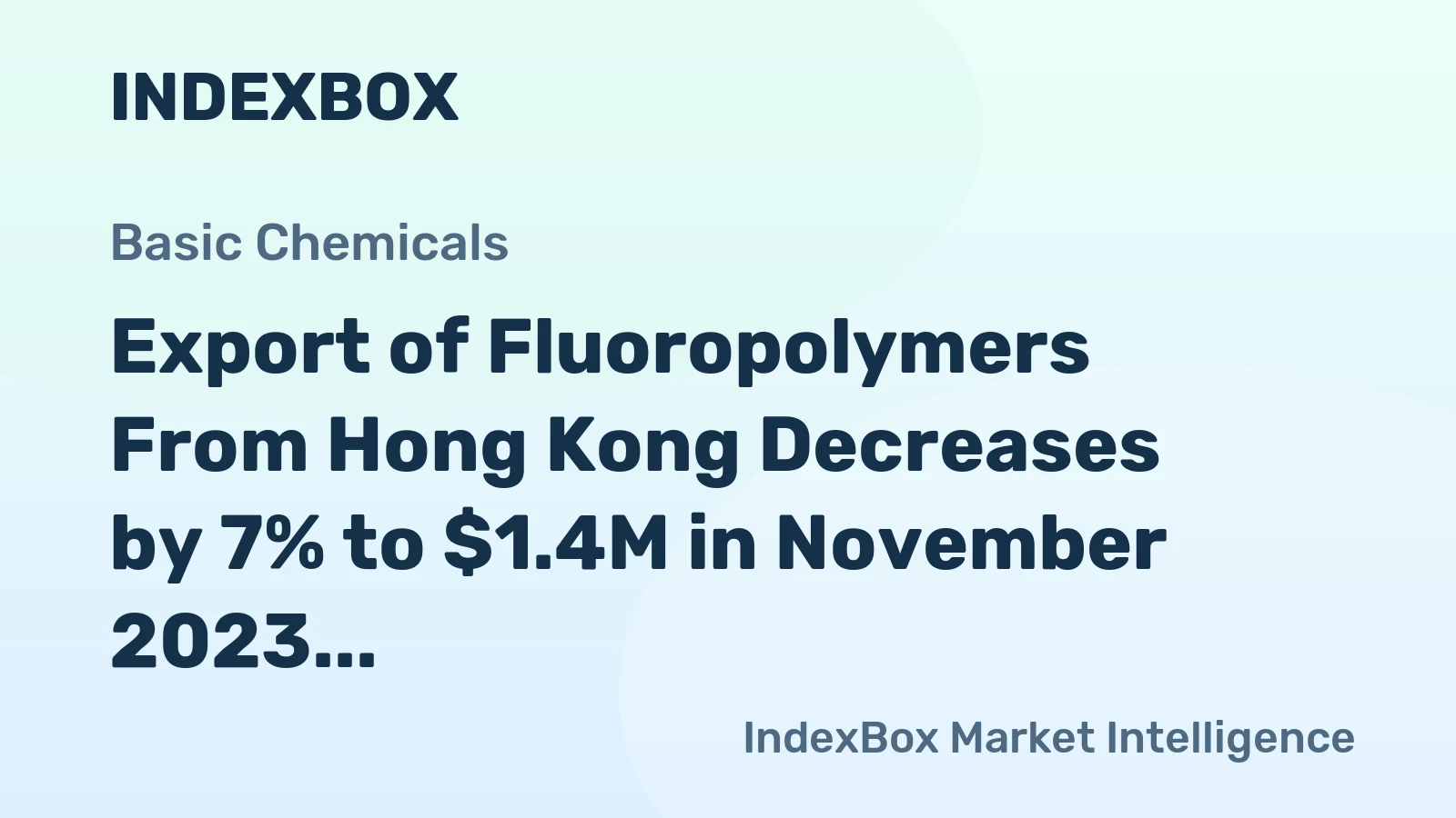 Export of Fluoropolymers From Hong Kong Decreases by 7% to $1.4M in November 2023