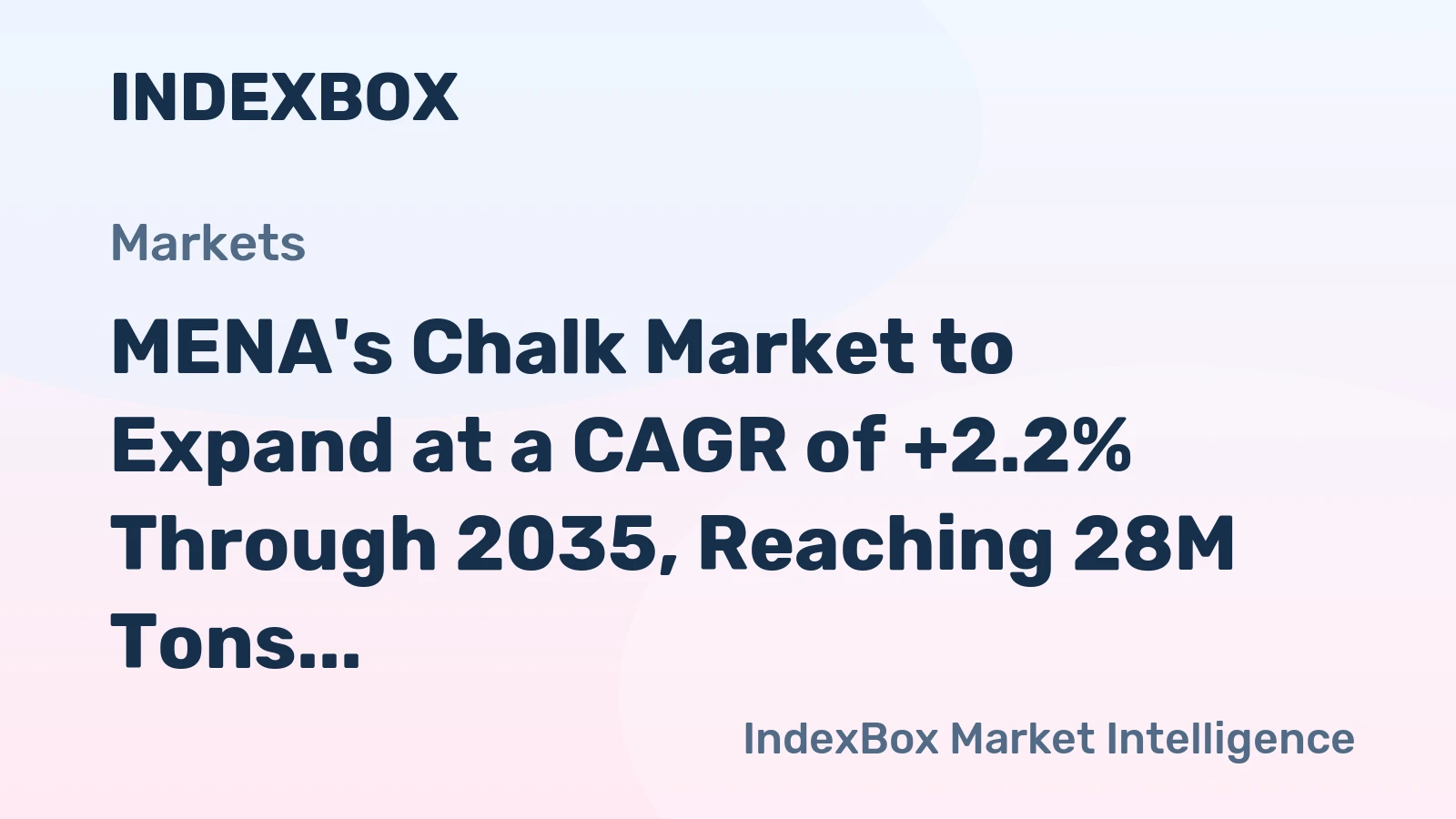 MENA's Chalk Market to Expand at a CAGR of +2.2% Through 2035, Reaching 28M Tons